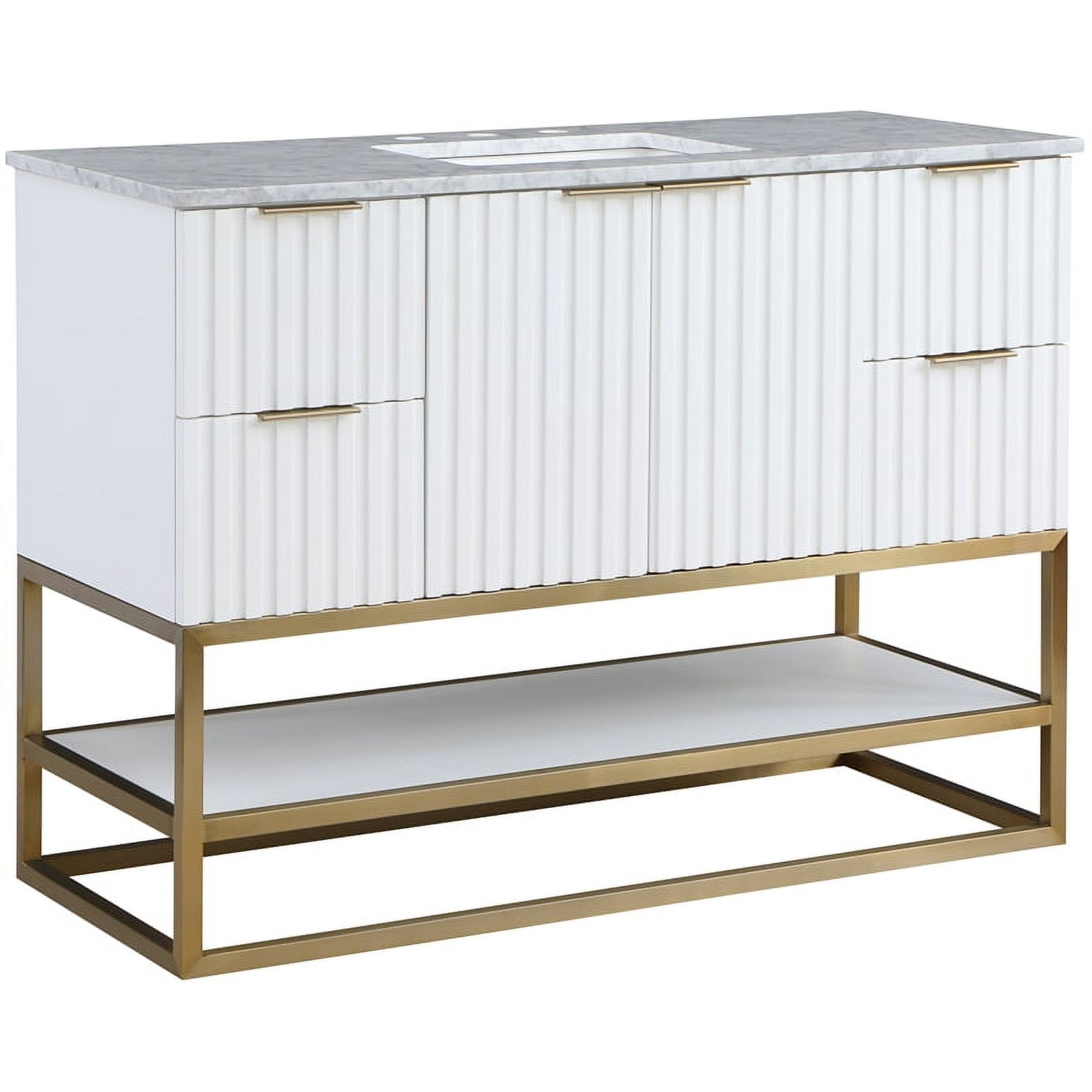 Maklaine Modern / Contemporary Rich White Finish Bathroom Vanity ...