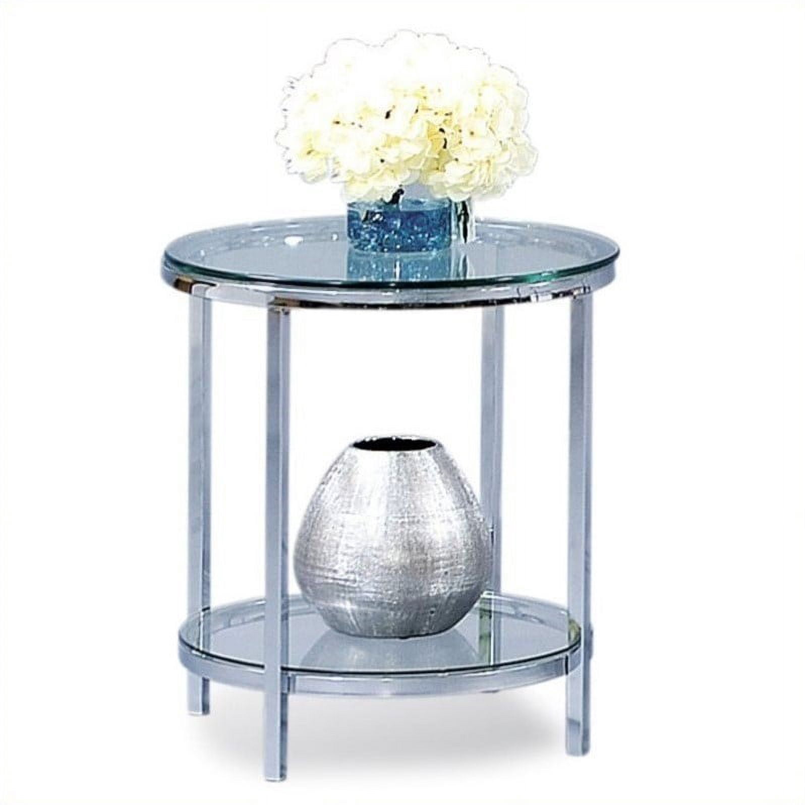 Maklaine Modern / Contemporary Round End Table in Chrome and Glass ...
