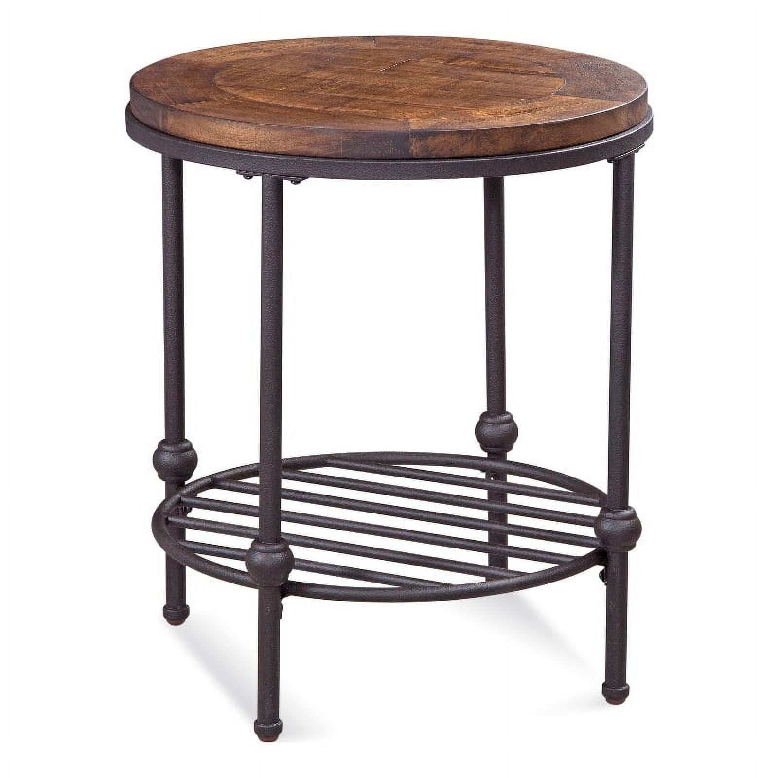 Maklaine Modern / Contemporary Round Wood End Table in Barnside Brown ...