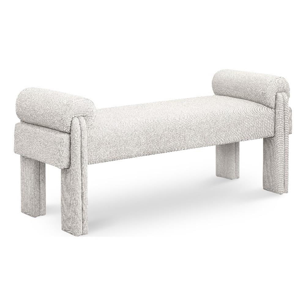 Maklaine Modern / Contemporary Soft Beige Polyester Fabric Bench ...