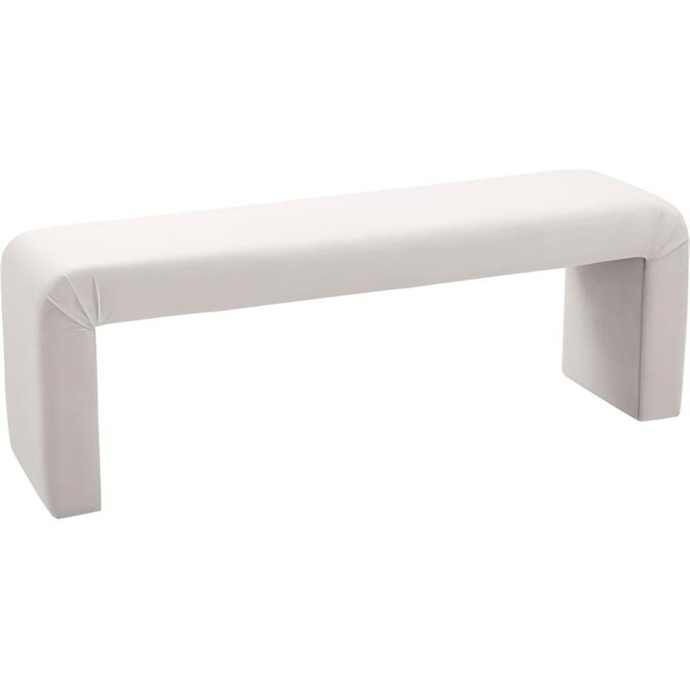 Maklaine Modern / Contemporary Upholstered Cream Velvet Bench - Walmart.com