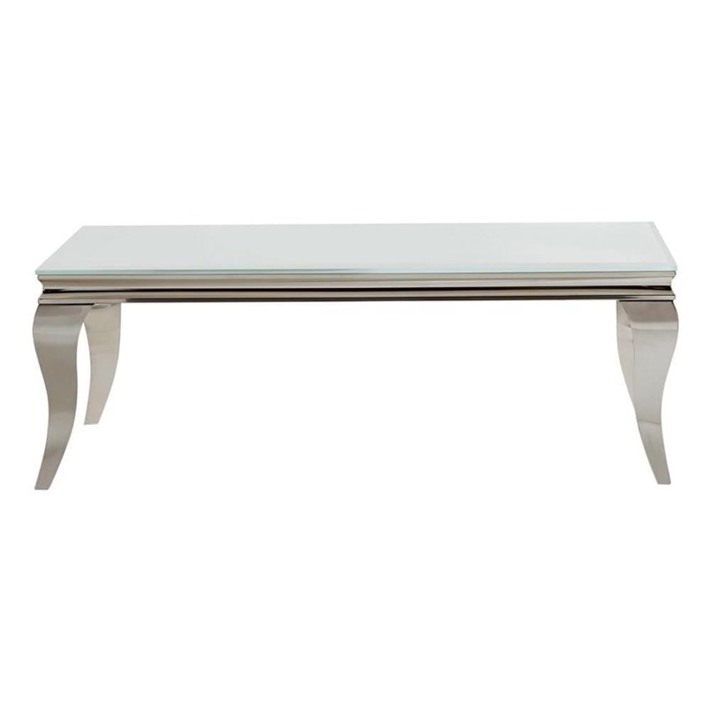 Maklaine Modern Metal Rectangle Coffee Table White and Chrome - Walmart.com