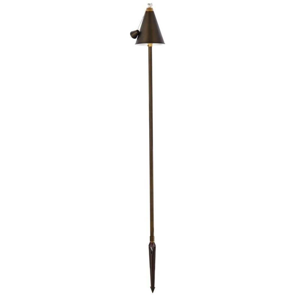 Maklaine Modern Outdoor Cast Brass Torch Path Light in Antique Brass ...