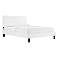 Maklaine Modern Performance Velvet Queen Platform Bed in White ...