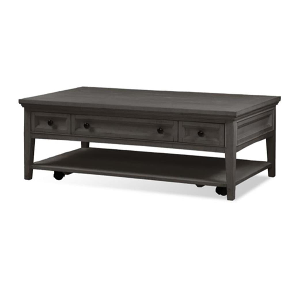 Maklaine Modern Rectangular Cocktail Table withCasters in Gray ...