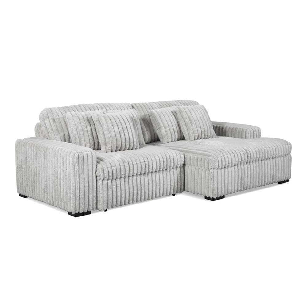 Maklaine Modern Sofa Slider Power Recliner Glider in Presley Fog ...