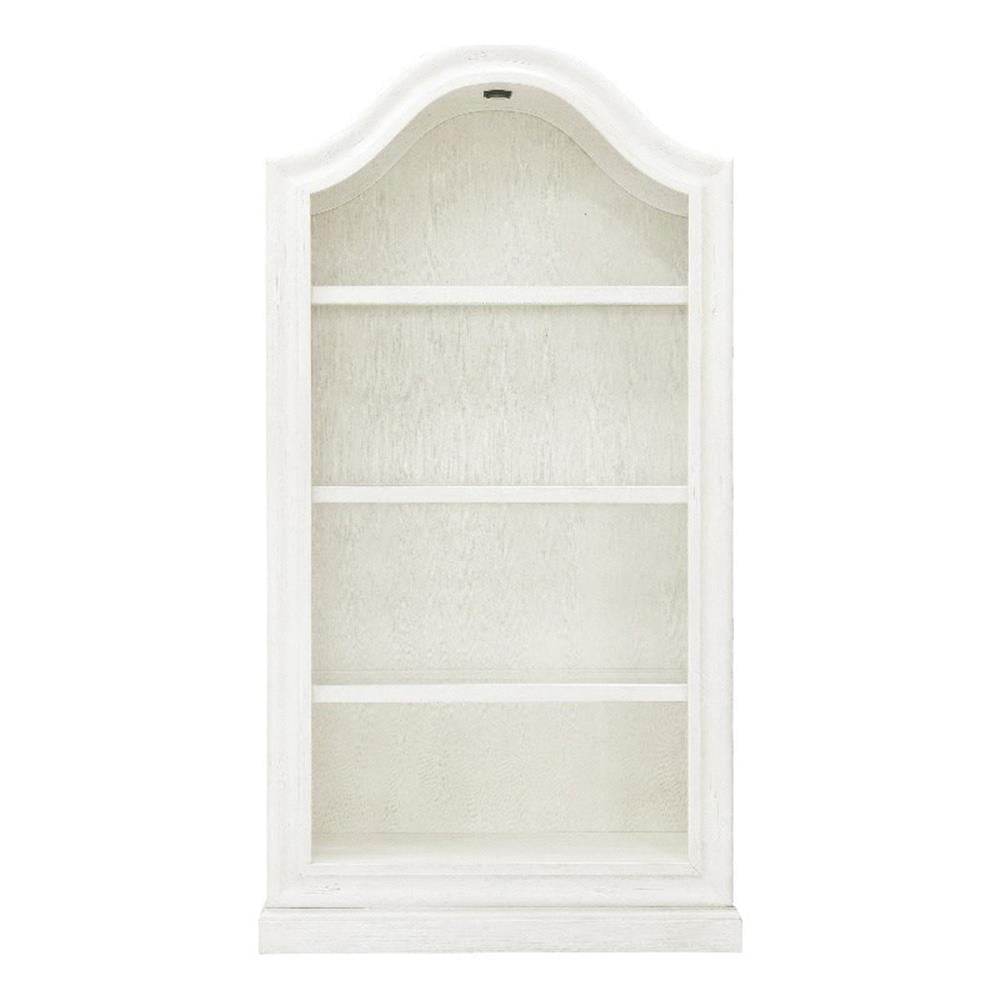 Maklaine Open Shelf Storage Wood Bookcase with Puck Light in White ...