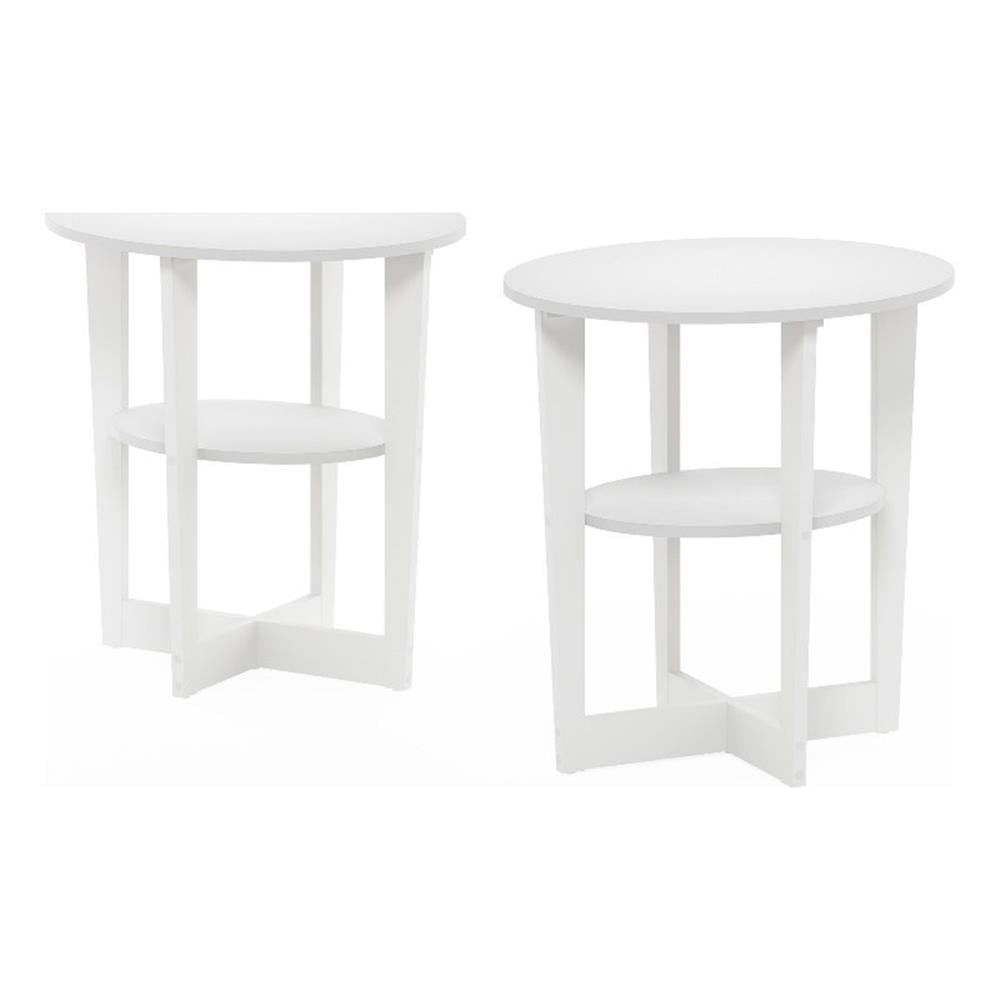 Maklaine Oval End Table in Side Table in Nightstand in White in Set of ...