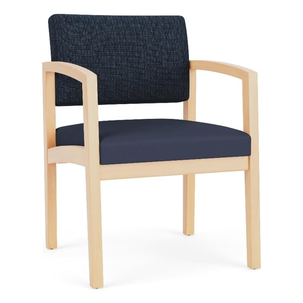Maklaine Reception Waiting Room Guest Chair in Natural Wood / Blue ...