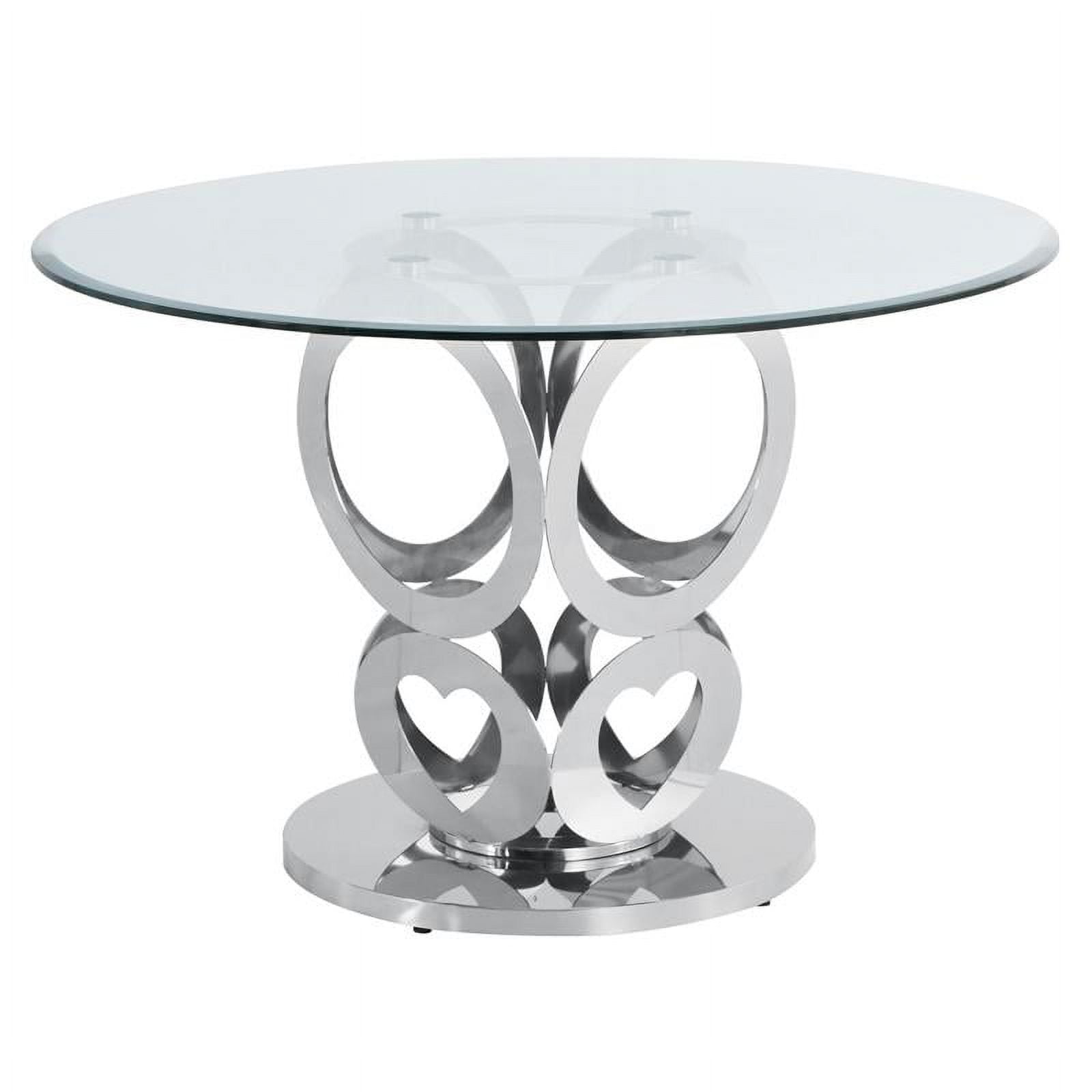"Maklaine Modern 48"" Round Clear Glass Kitchen Dining Table with ...