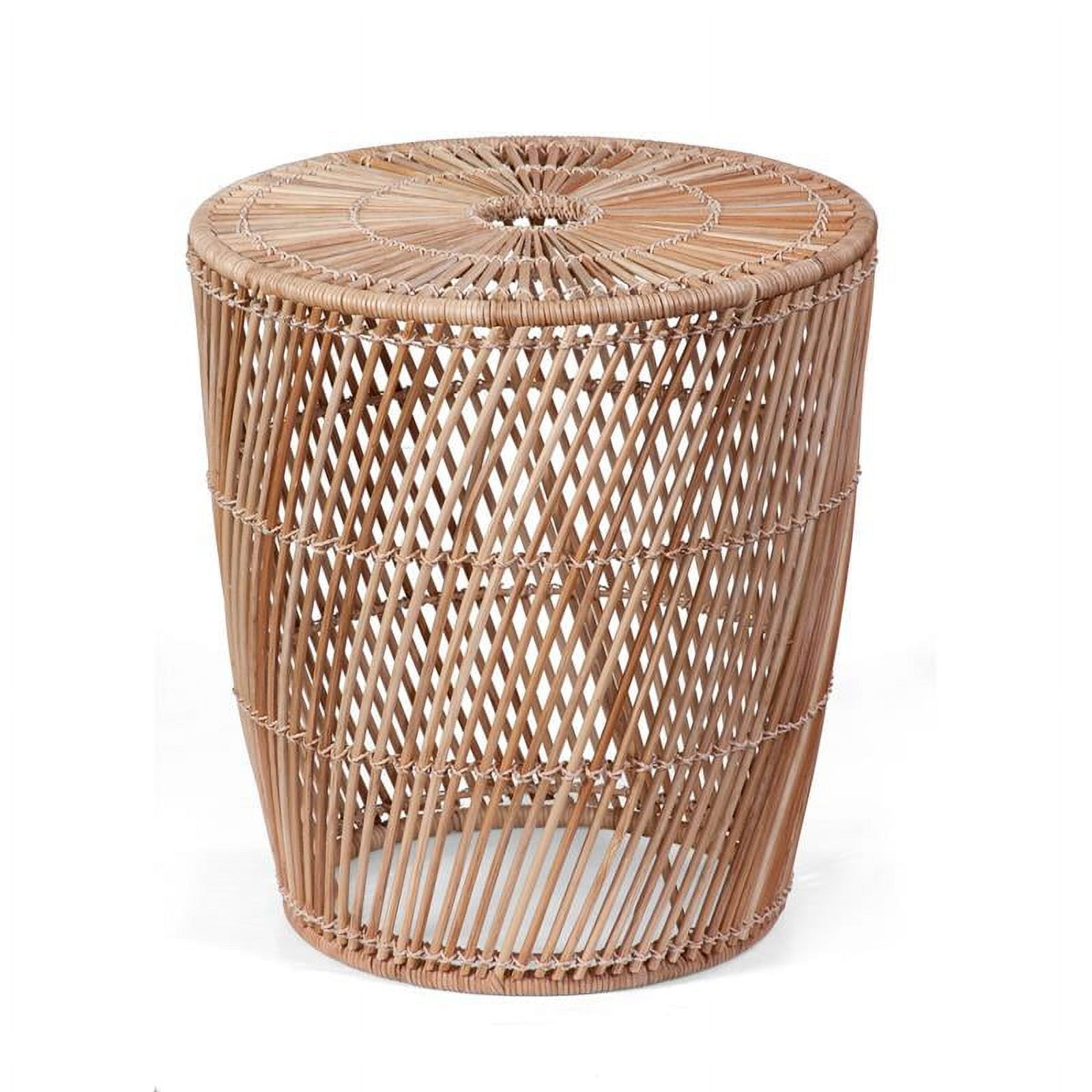 Maklaine Round Pattern Radiates Top Coastal Wicker / Rattan End Table ...