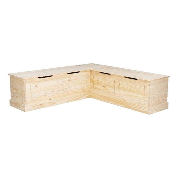 Maklaine Rustic Backless Corner Nook with Storage in Solid Unfinished ...