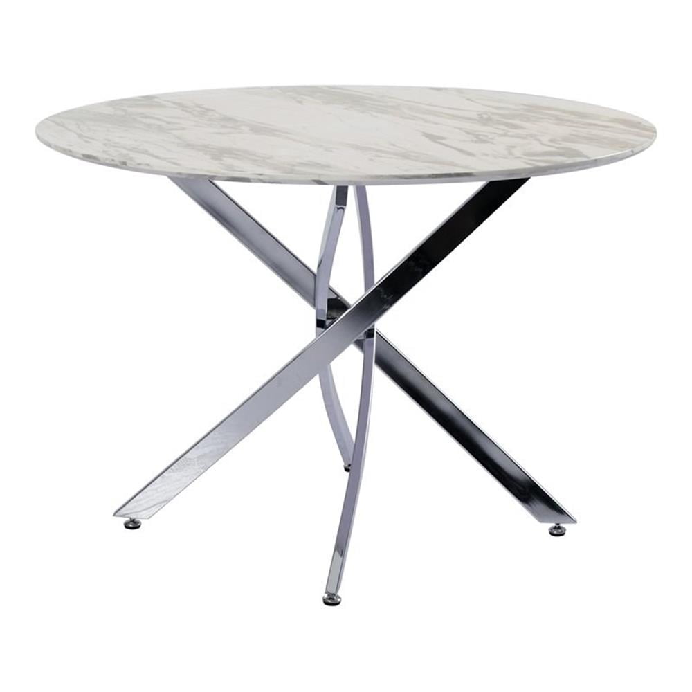 Maklaine Steel Dining Table with Wood Top & Jax Style Base in Gray ...