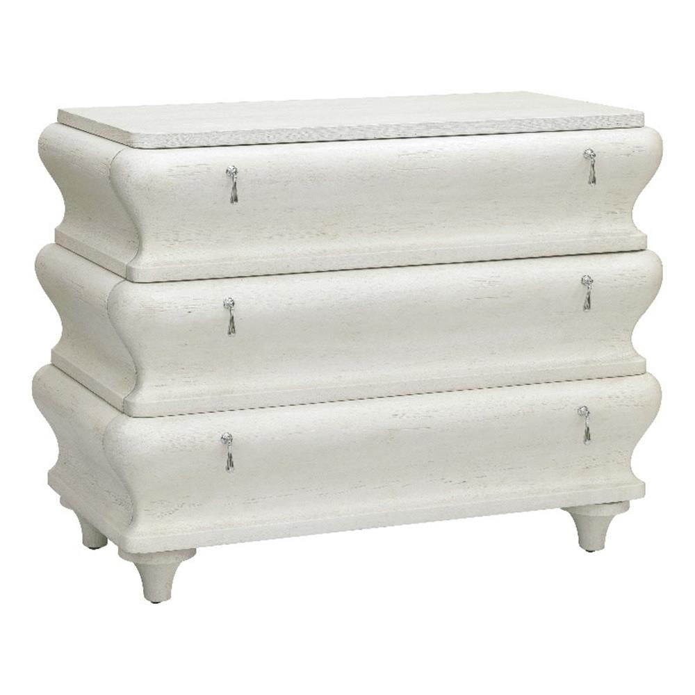 Maklaine Three Drawer Wood Bombay Accent Chest in Chalky White ...