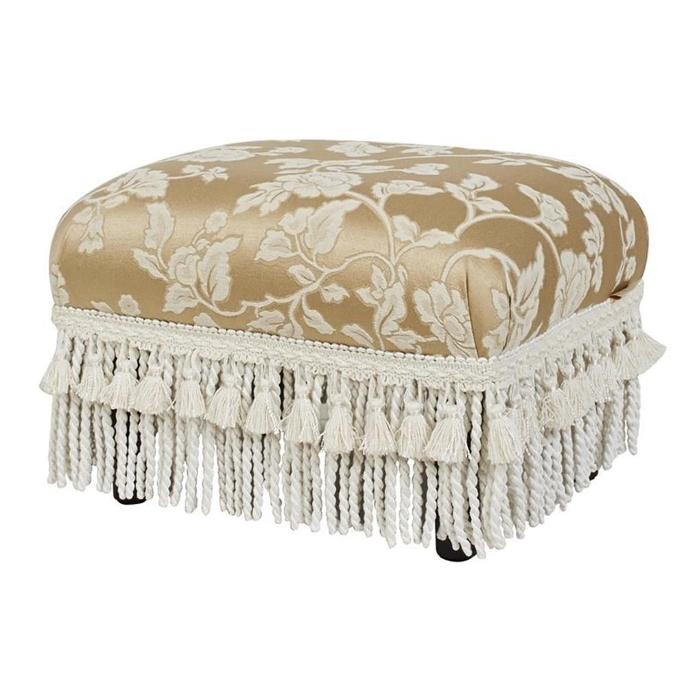 Maklaine Traditional Decorative Hardwood Footstool in Neutral - Walmart.com