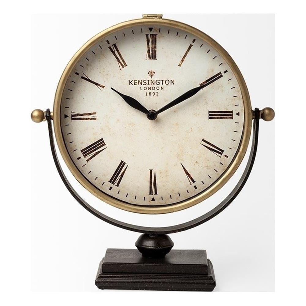 Maklaine Traditional Metal Half-Moon Base Table Clock in Gold - Walmart.com