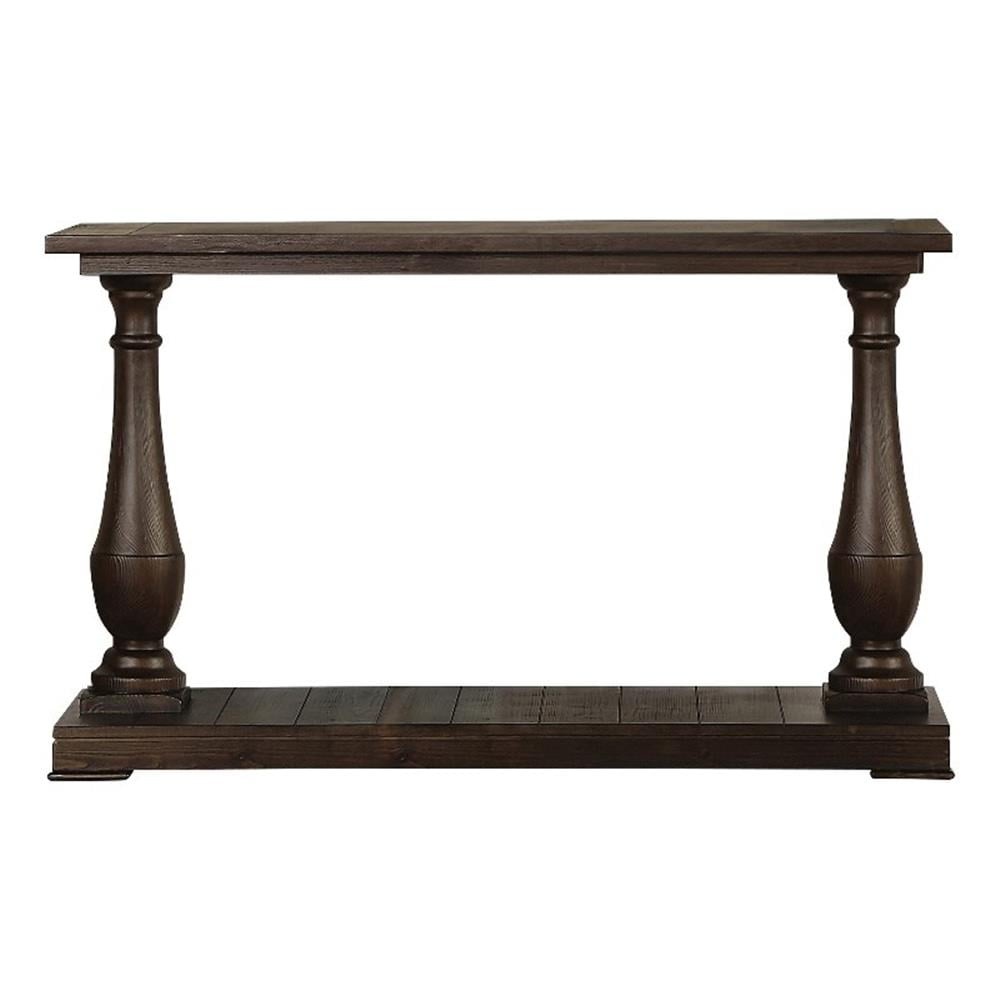 Maklaine Traditional Wood Rectangular Sofa Table with Turned Legs in ...