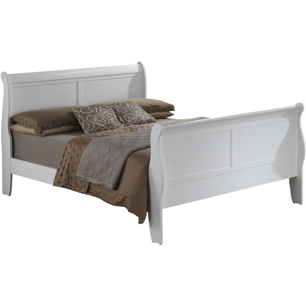 Maklaine Traditional styled Wood Full Sleigh Bed in White Finish ...