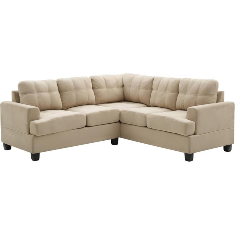 Maklaine Transitional Microsuede Sectional in Vanilla Finish - Walmart.com