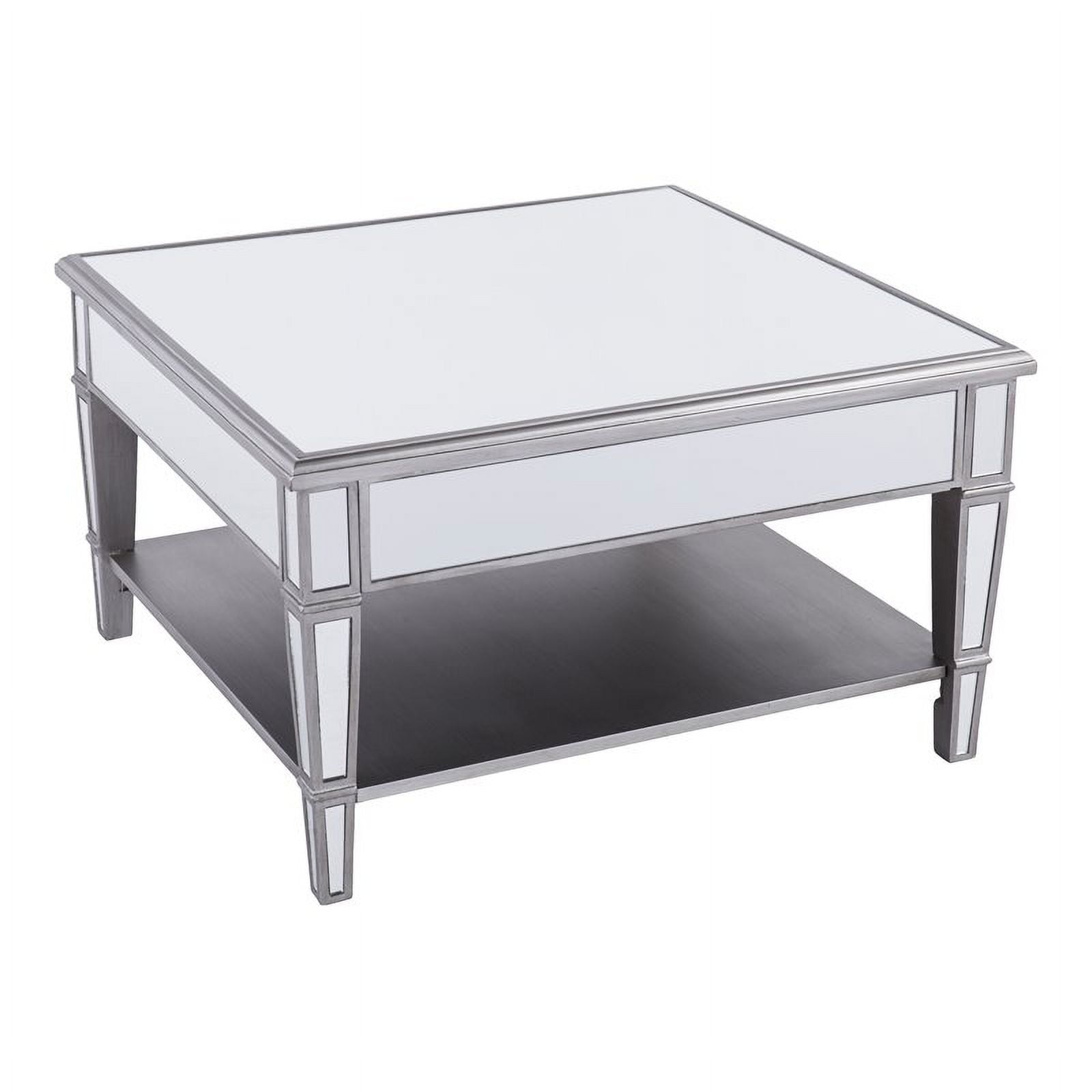 Maklaine Transitional Square Mirrored Cocktail Table Brushed Matte ...