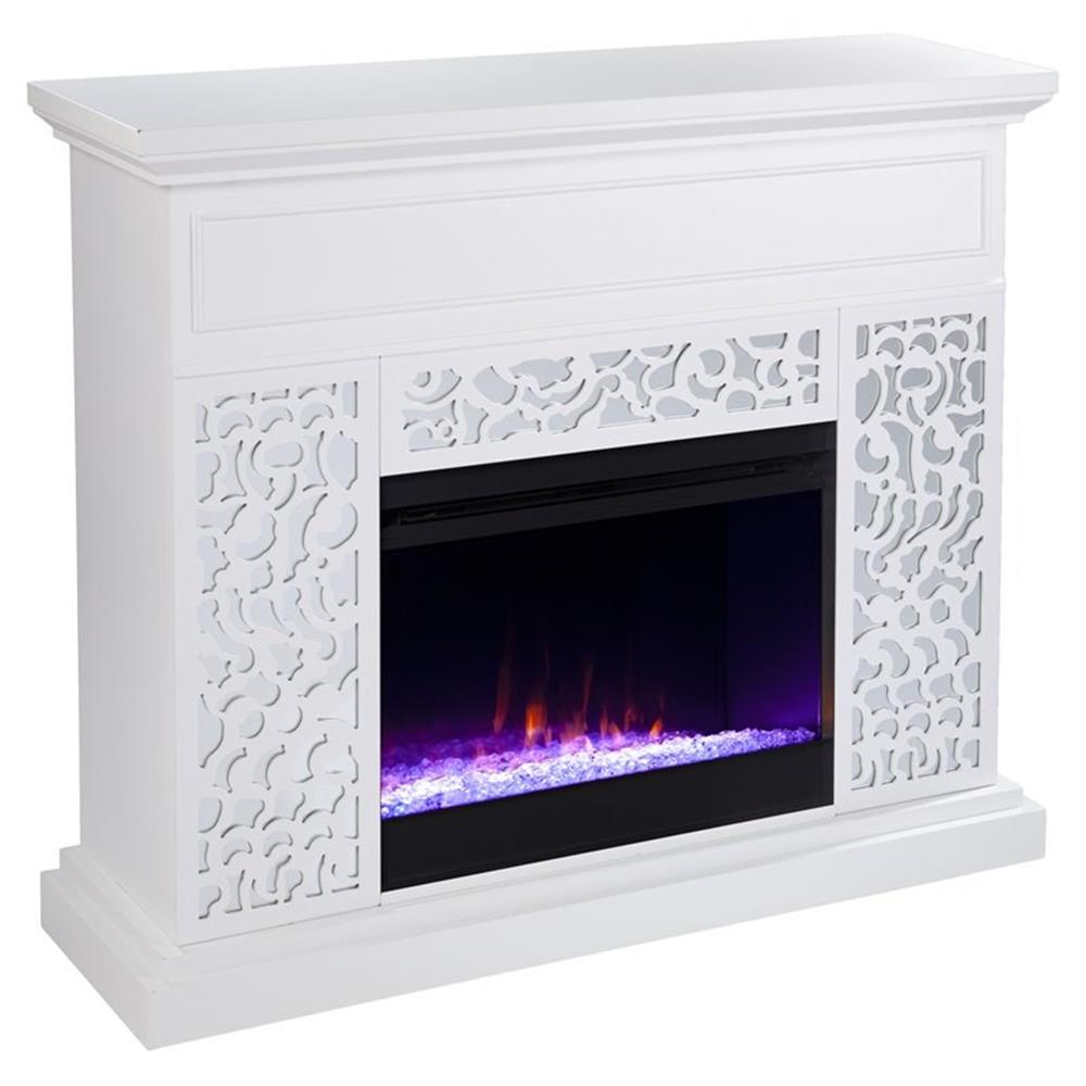Maklaine Transitional Wood Color Changing Fireplace in White - Walmart.com