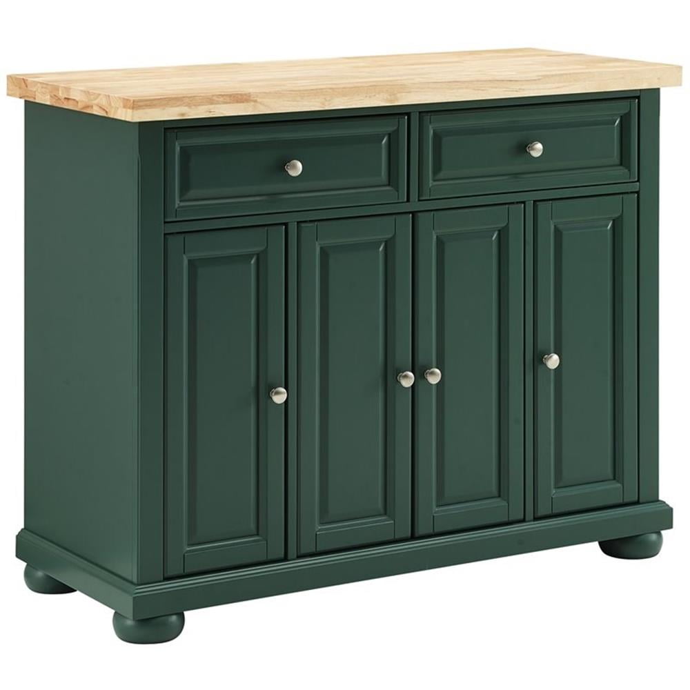 Maklaine Transitional Wood Top Kitchen Island Cart in Emerald - Walmart.com