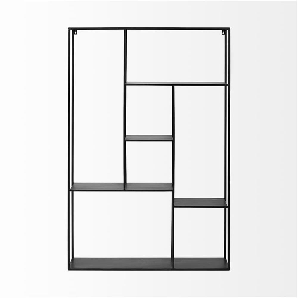 Maklaine Wall Mounted Multi-Level Metal Shelf in Black - Walmart.com