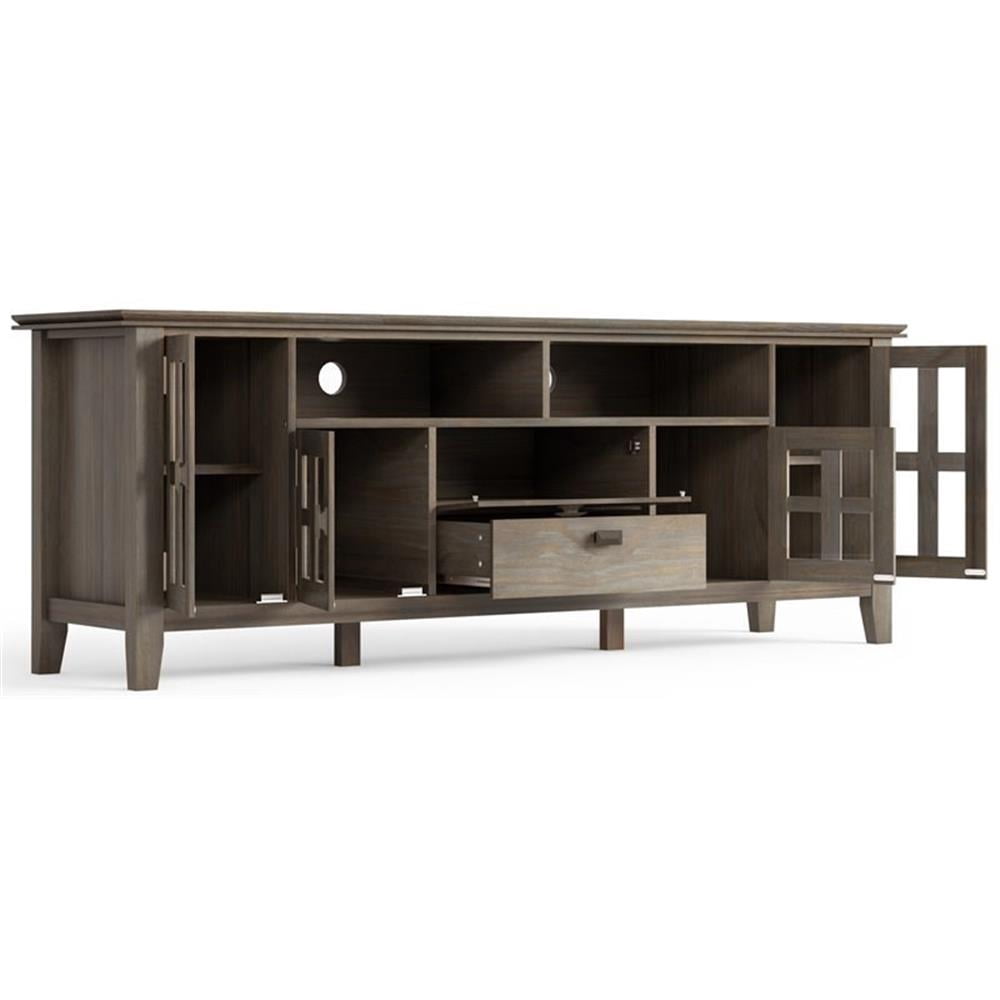 Maklaine Wood 72" Transitional TV Media Stand in Gray For TVs up to 80 ...