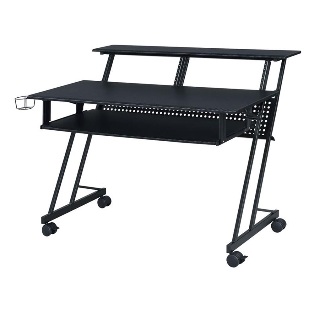Maklaine Wooden Top Music Recording Studio Desk with Keyboard Tray in ...