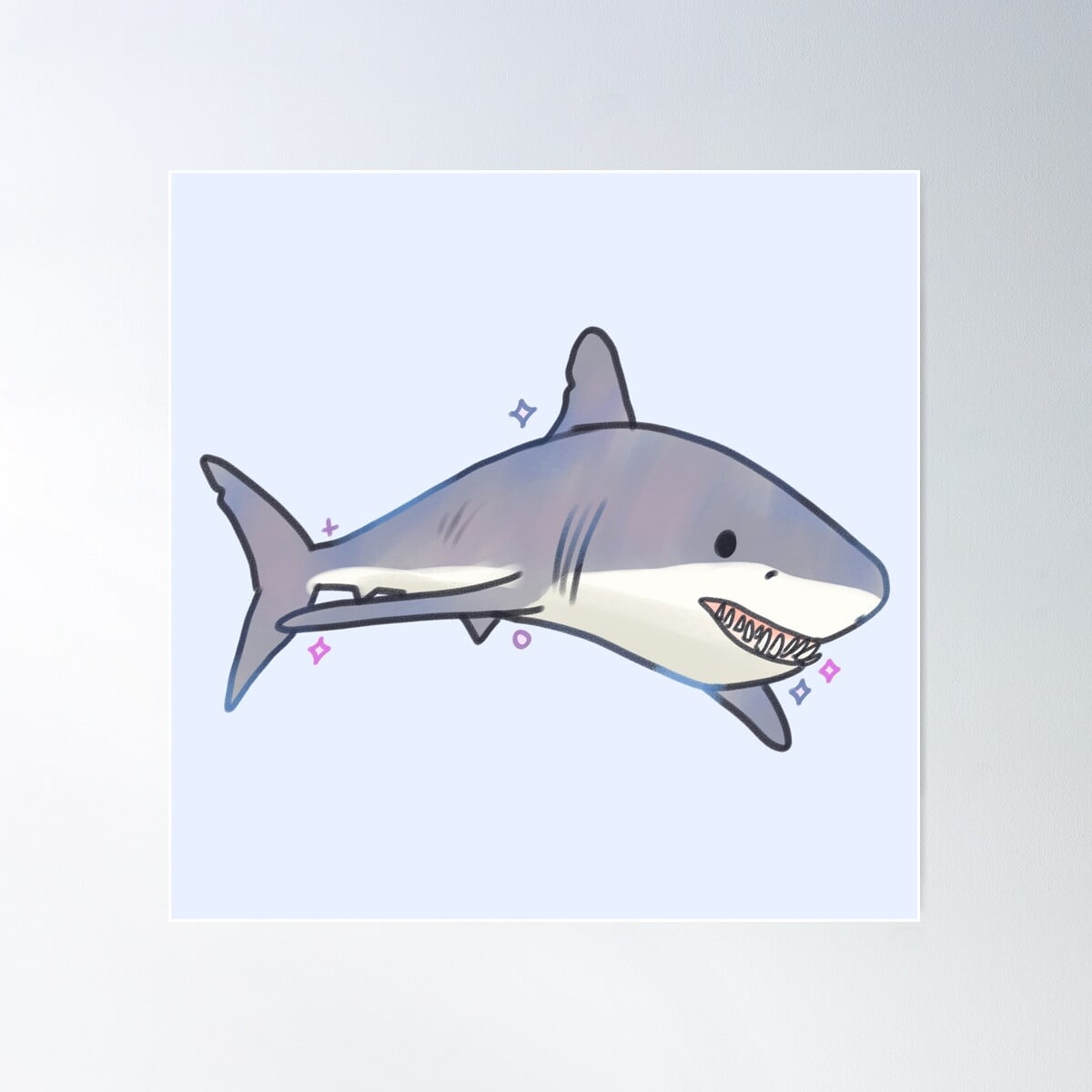 Mako Shark Illustration Poster Wall Art, Modern Wall Decor For Living ...