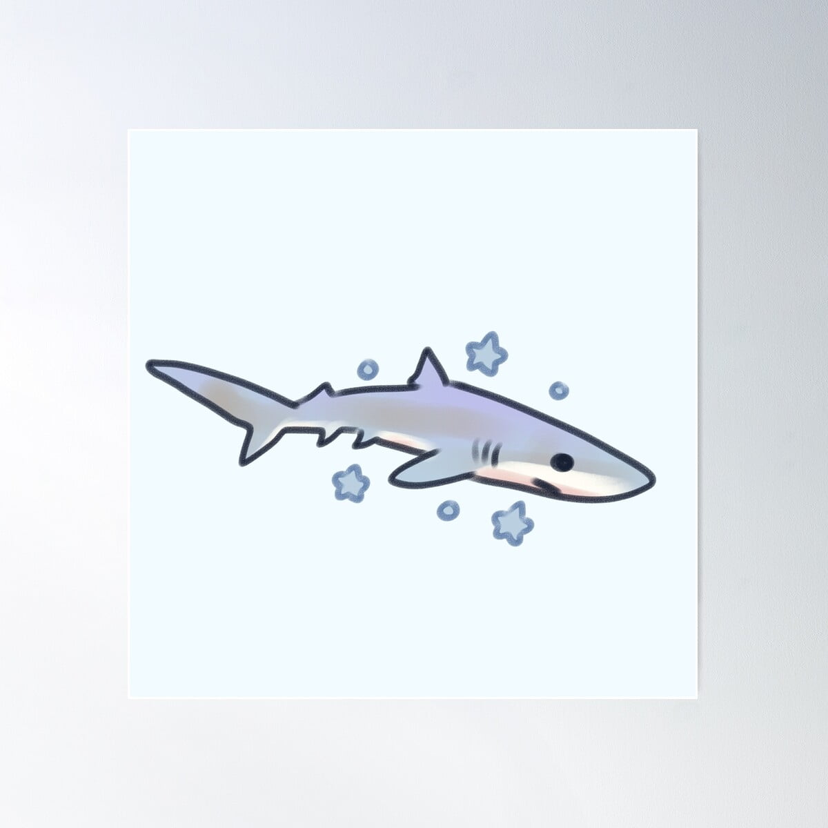 Mako Shark Illustration Poster Wall Art, Modern Wall Decor For Living ...