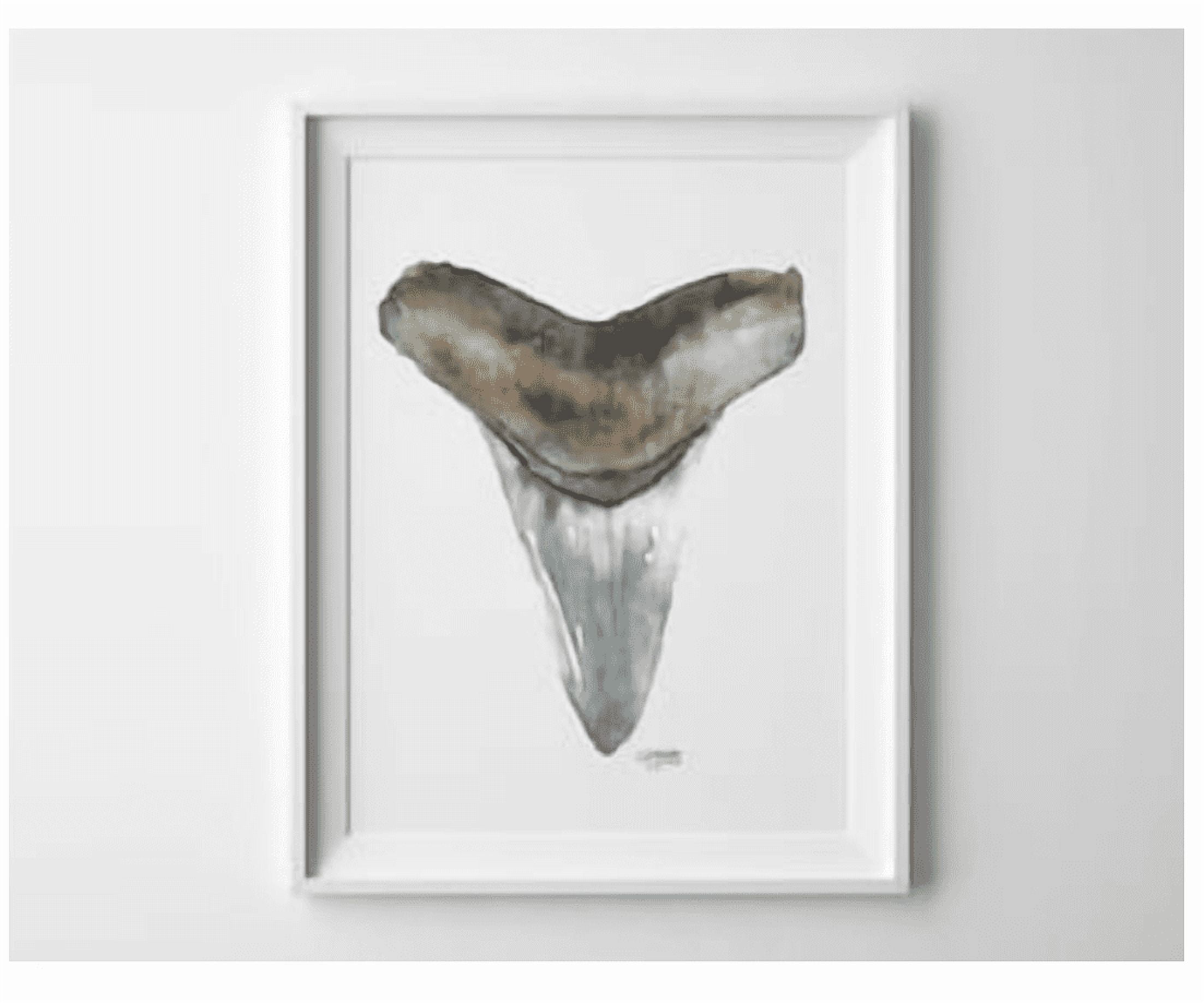 Mako Shark Tooth Poster Watercolor Style No 5 And Minimalist Art ...