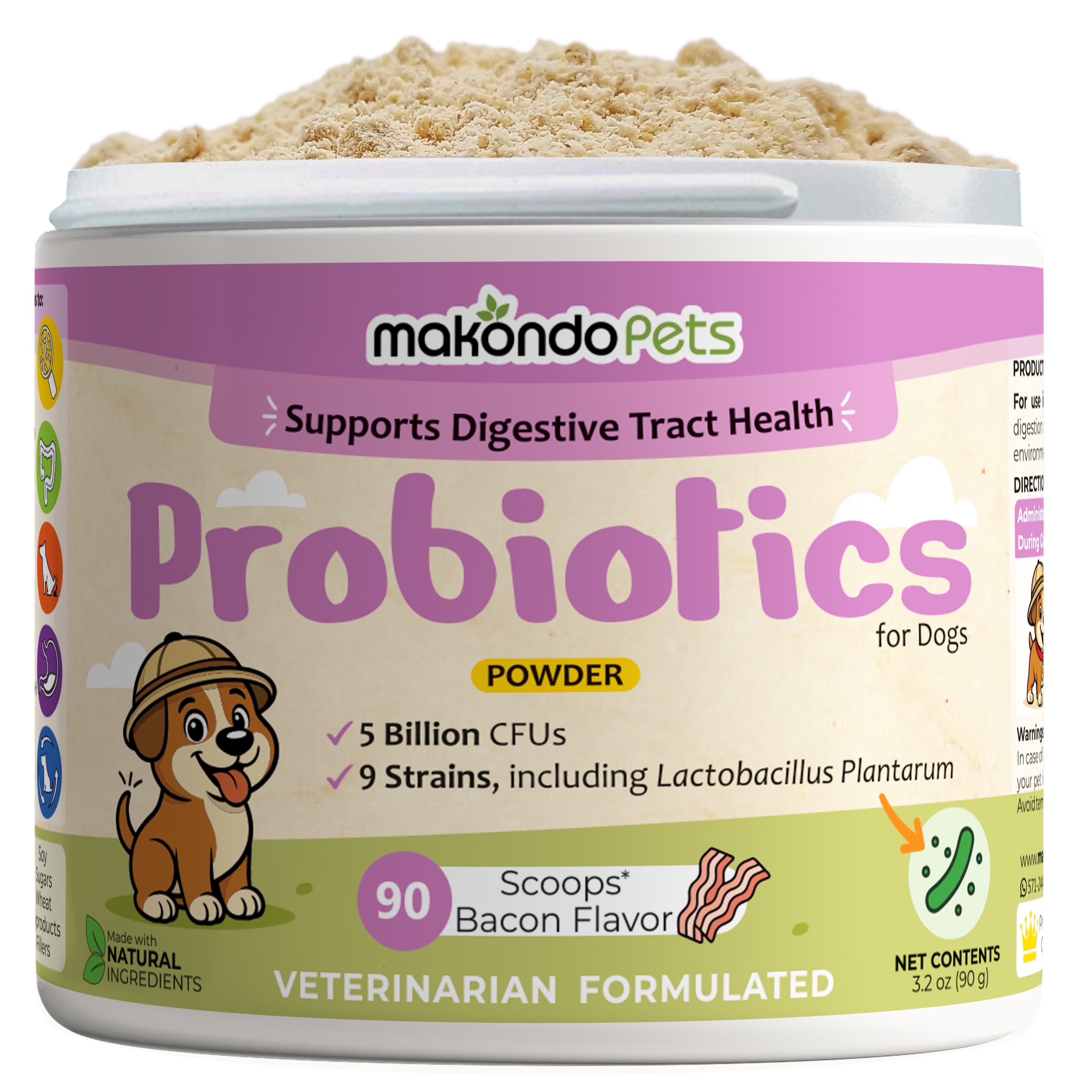Makondo Pets 5B Dog Probiotics Enzymes Powder for Dog, Chicken Flavor ...