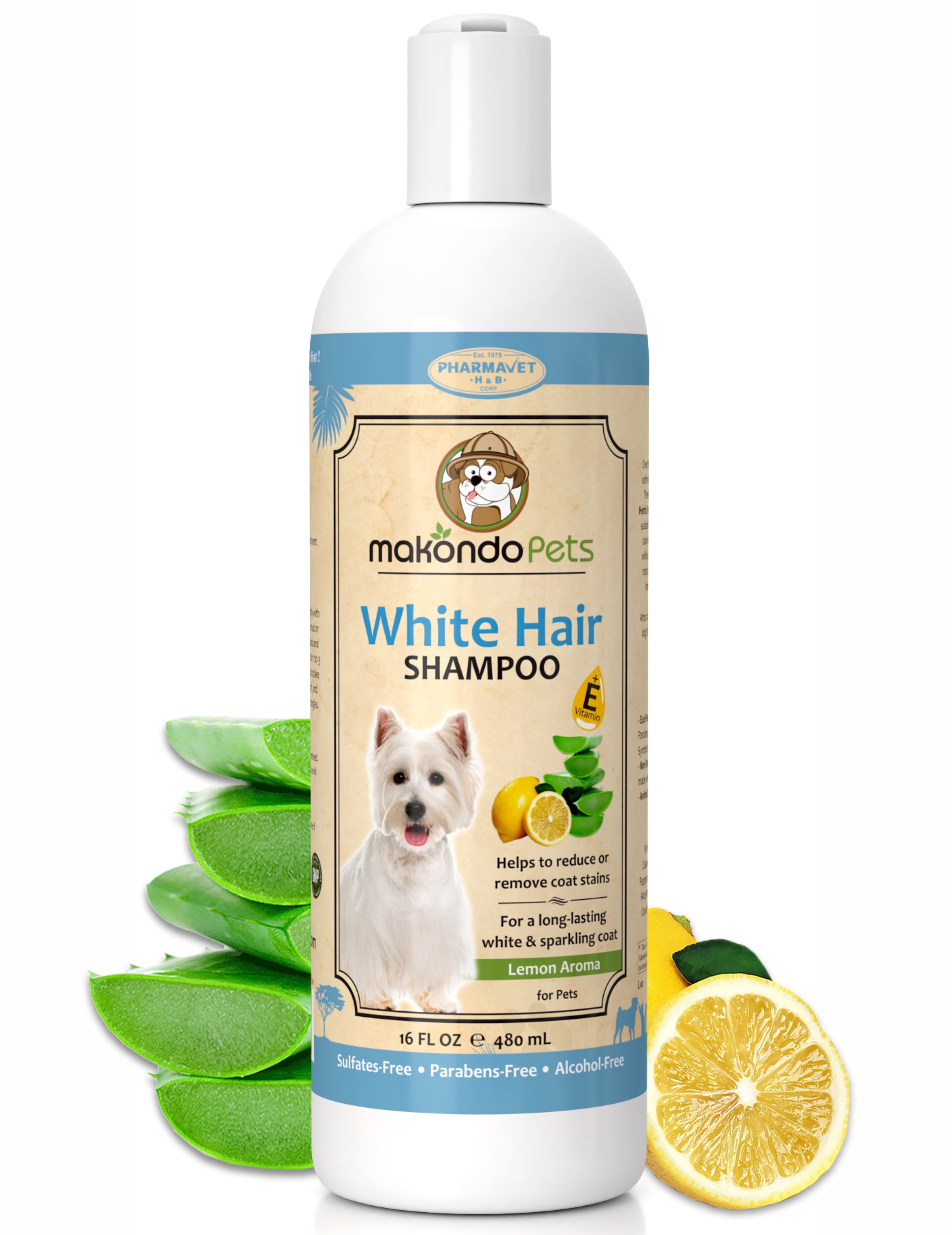 Makondo Pets Natural Coat Whitening Foam Shampoo for Dogs, Lemon Scent ...