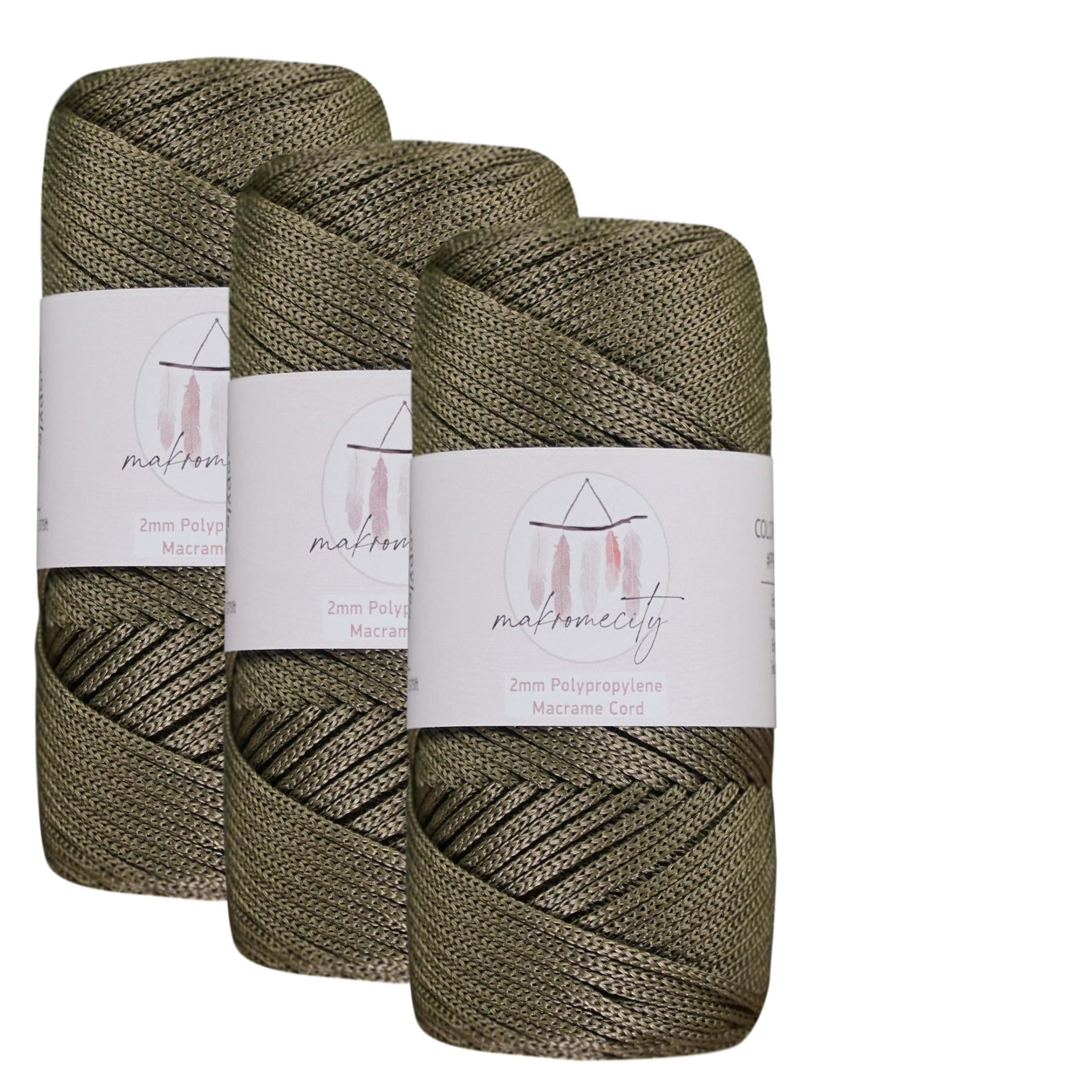 Makromecity, Polyester Macrame Cord 2mm x 375 Yards (1125 feet) 3 ...