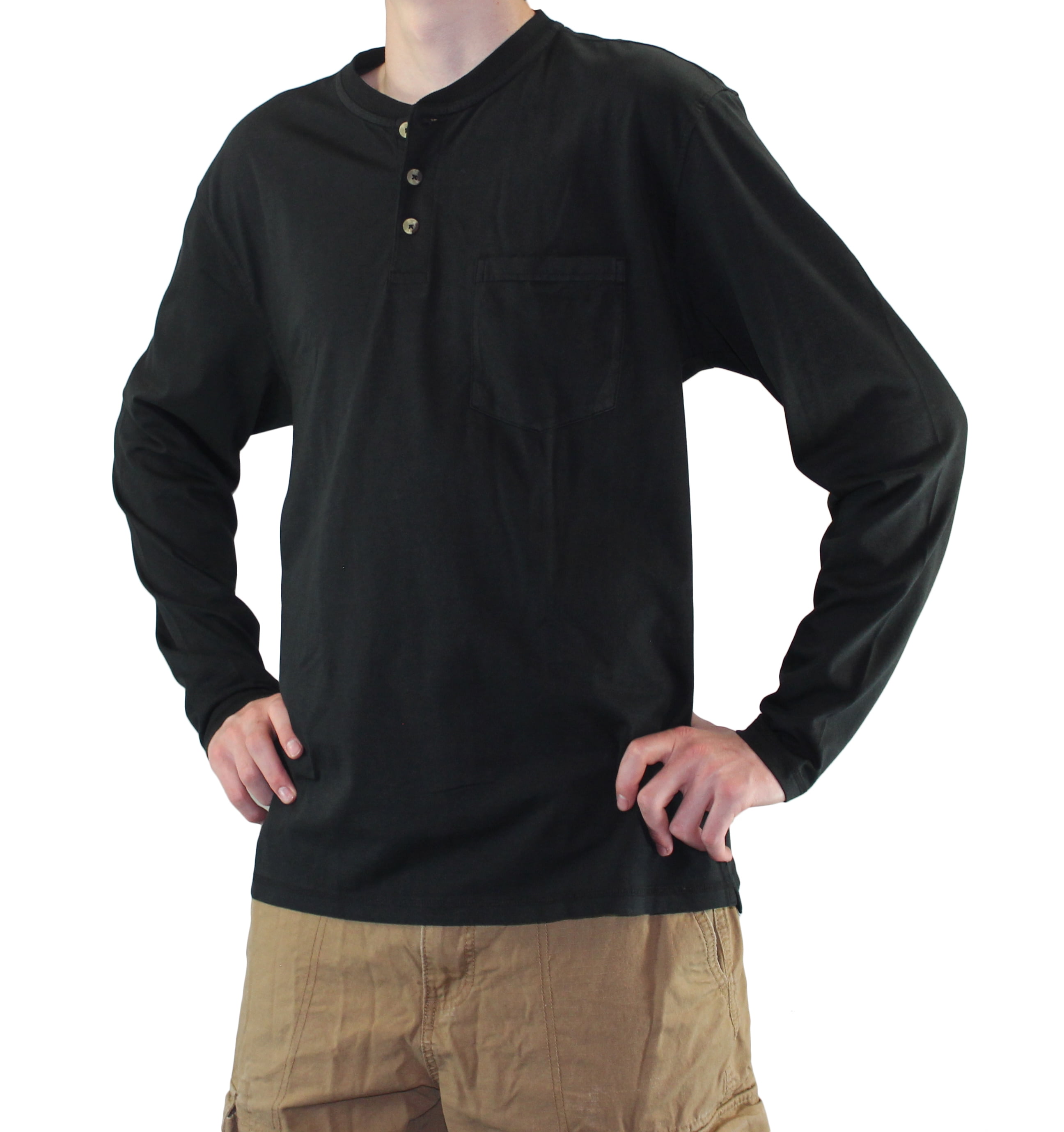 Maks Nano-Tex Spill and Stain Resistance Long Sleeve RelaxFit Henley T ...