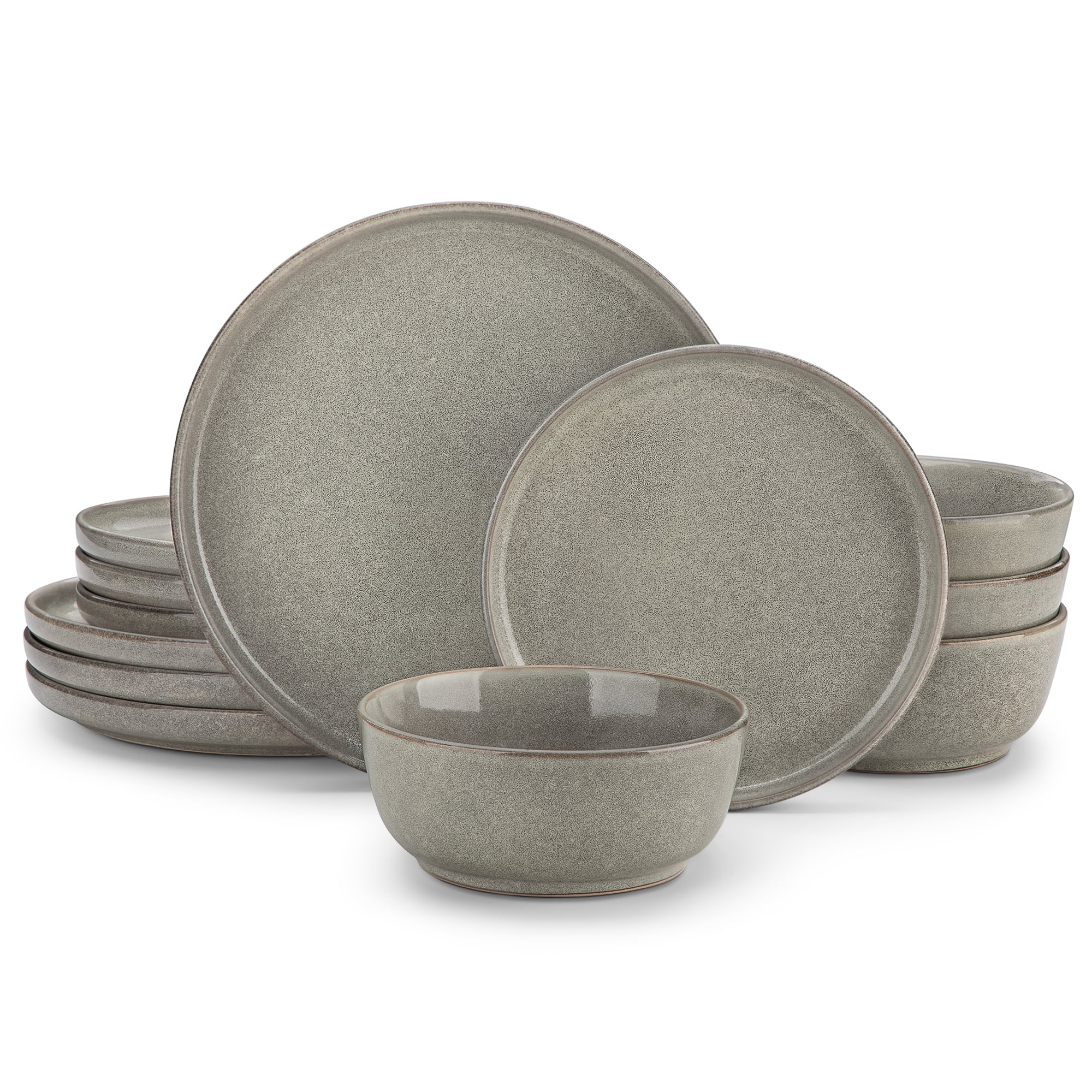 Malacasa 16 Pcs Dinnerware Sets, Stoneware Plates and Bowls Set ...