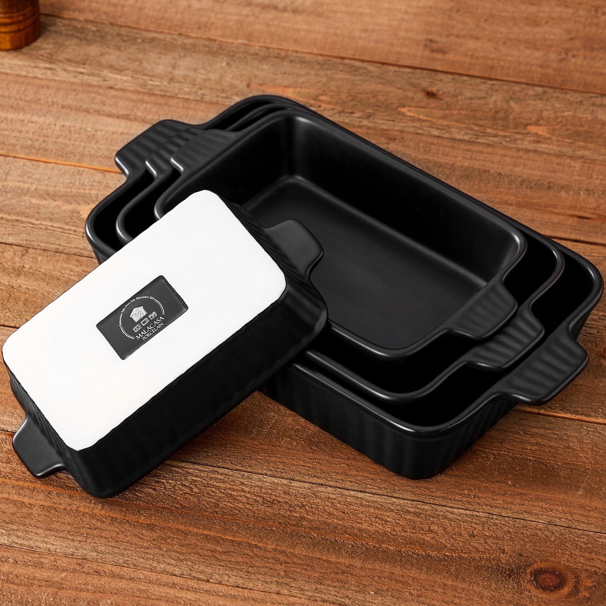 Malacasa Ceramic Bakeware Set, 3pcs Porcelain Baking Dish Set ...