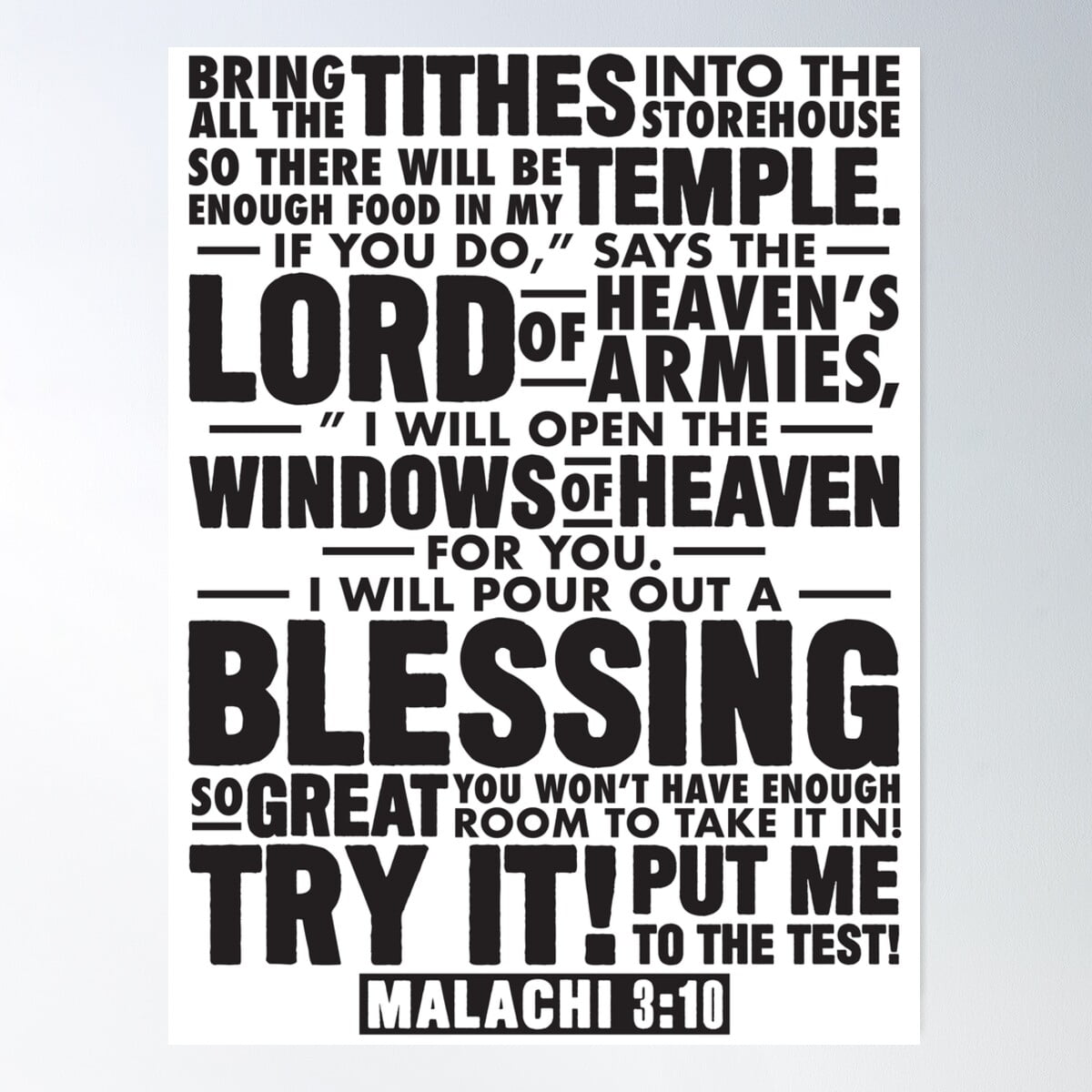 Malachi 3:10 Bring All The Tithes Into The Storehouse Poster Wall Art ...
