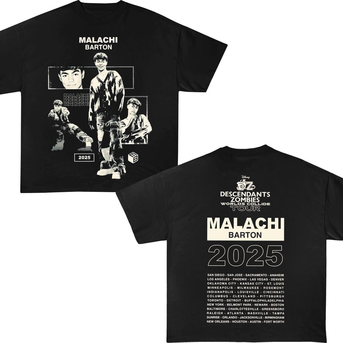 Malachi Barton T-shirt, Descendants Zombies Worlds Collide Tour, The Rise Of Red Tee ...