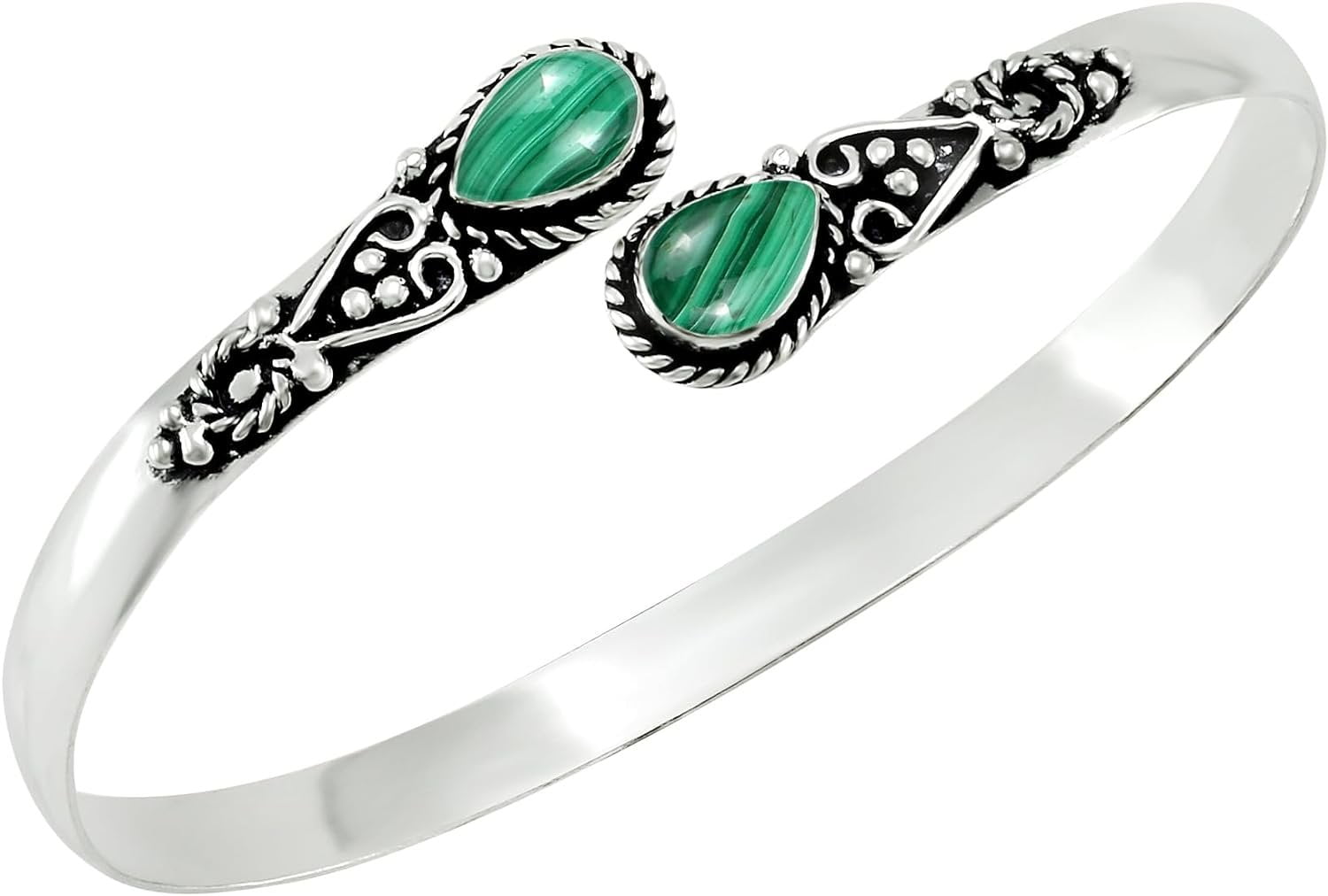 Malachite Bangle for Women Mom Wife 925 Silver Overlay Handmade Vintage ...