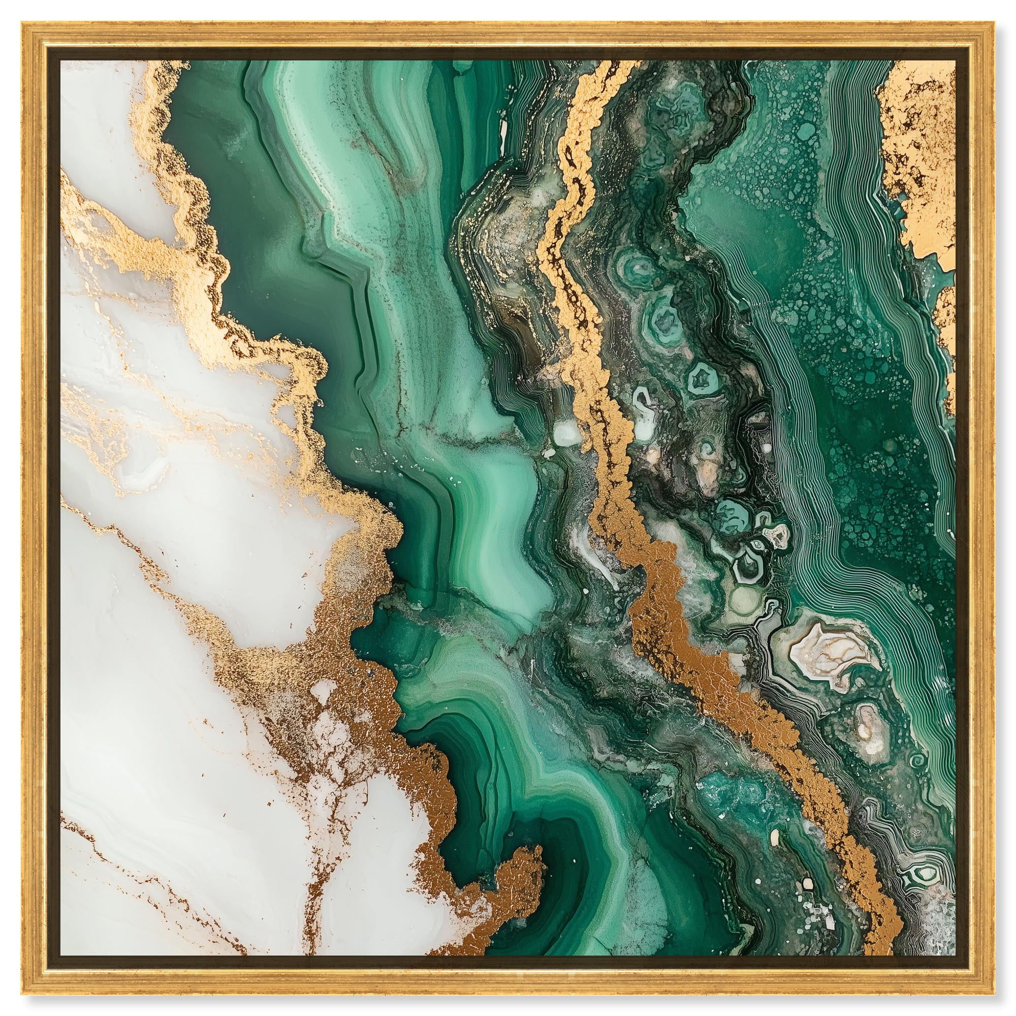 Malachite Majesty Canvas Geode Wall Art by Art Remedy, Gold Frame, 30 x ...