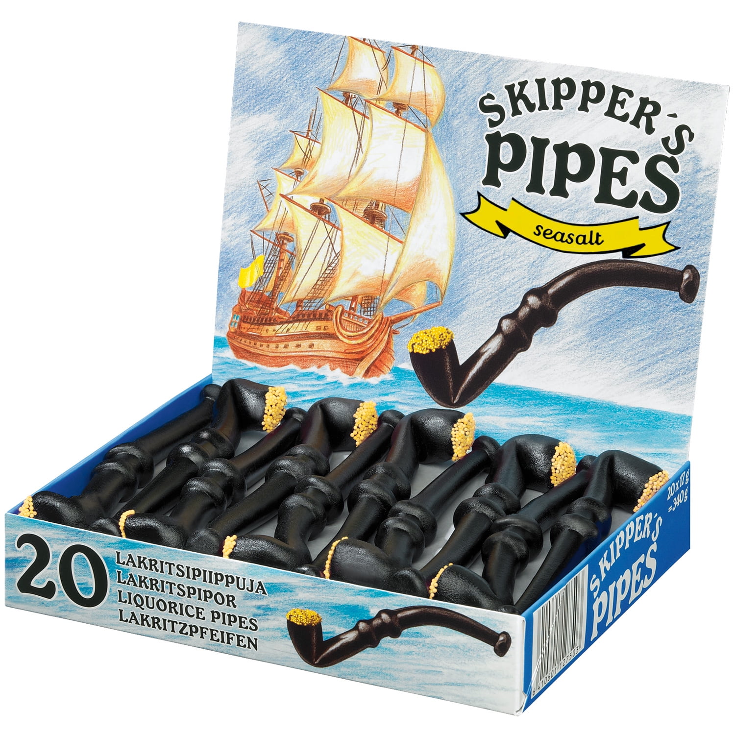 Malaco Licorice Skipper's Pipes: Sea salt -1 box/20pc./ 340g/11.99 oz ...