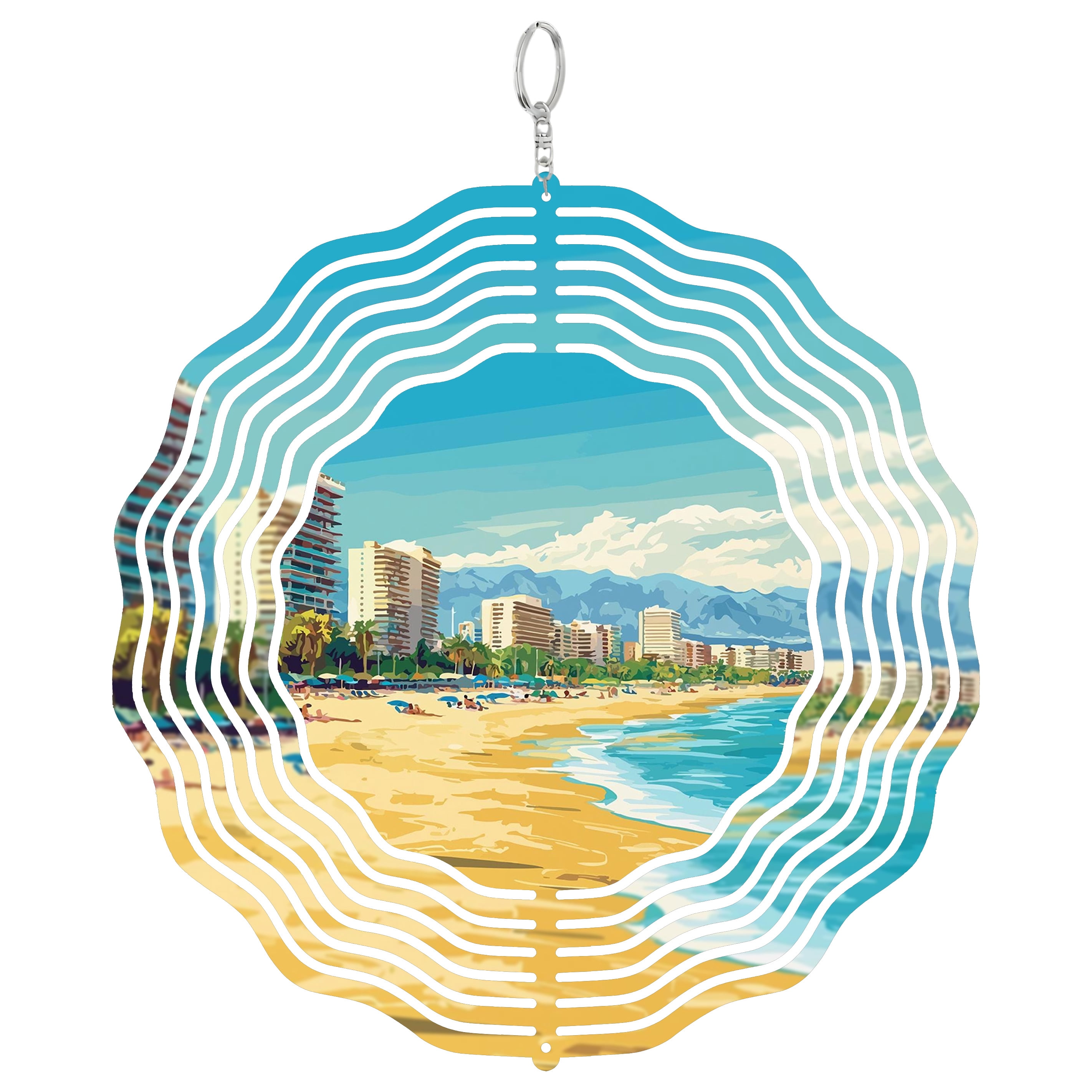 Malaga Spain City View 3D Wind Spinner Metal Hanging Decor Outdoor ...
