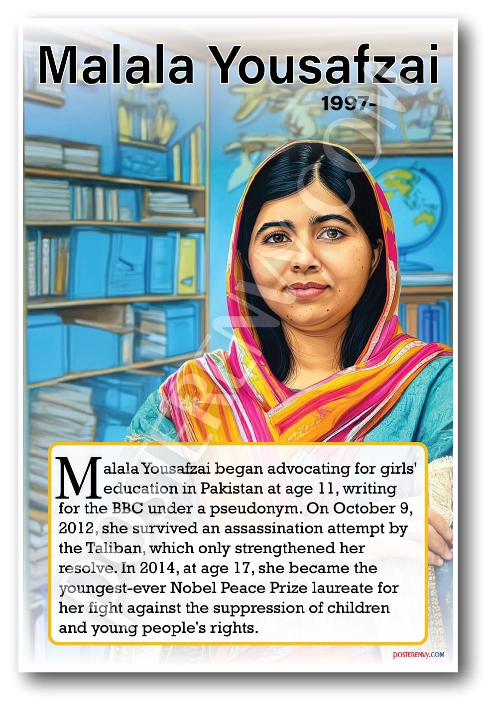 Malala Yousafzai - Education Activist - Biography Poster 18 x 12 inch ...