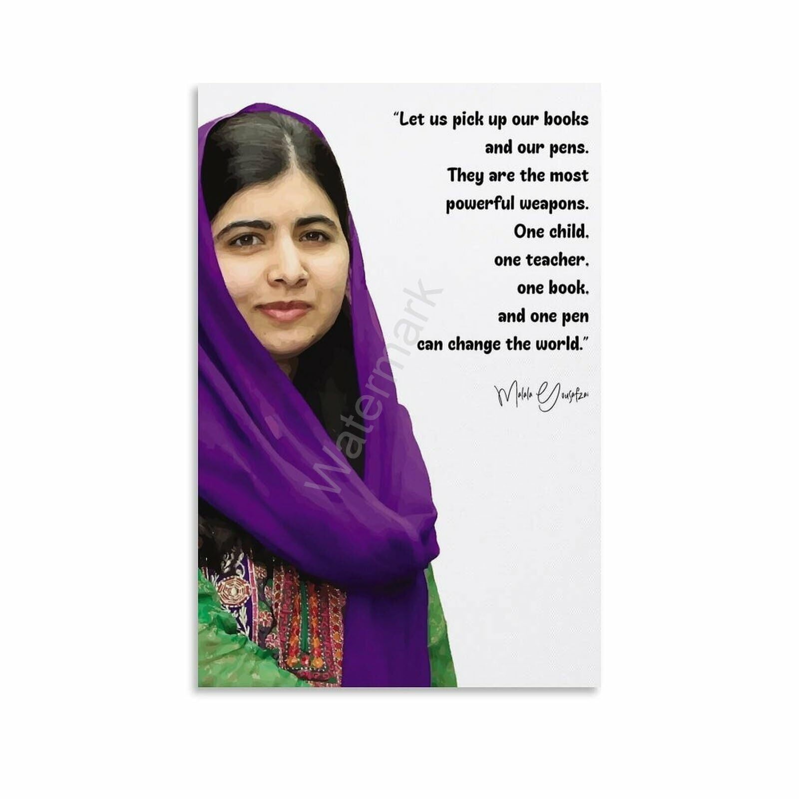 Malala Yousafzai Inspirational Quote Poster Feminism Posters (2) Canvas ...