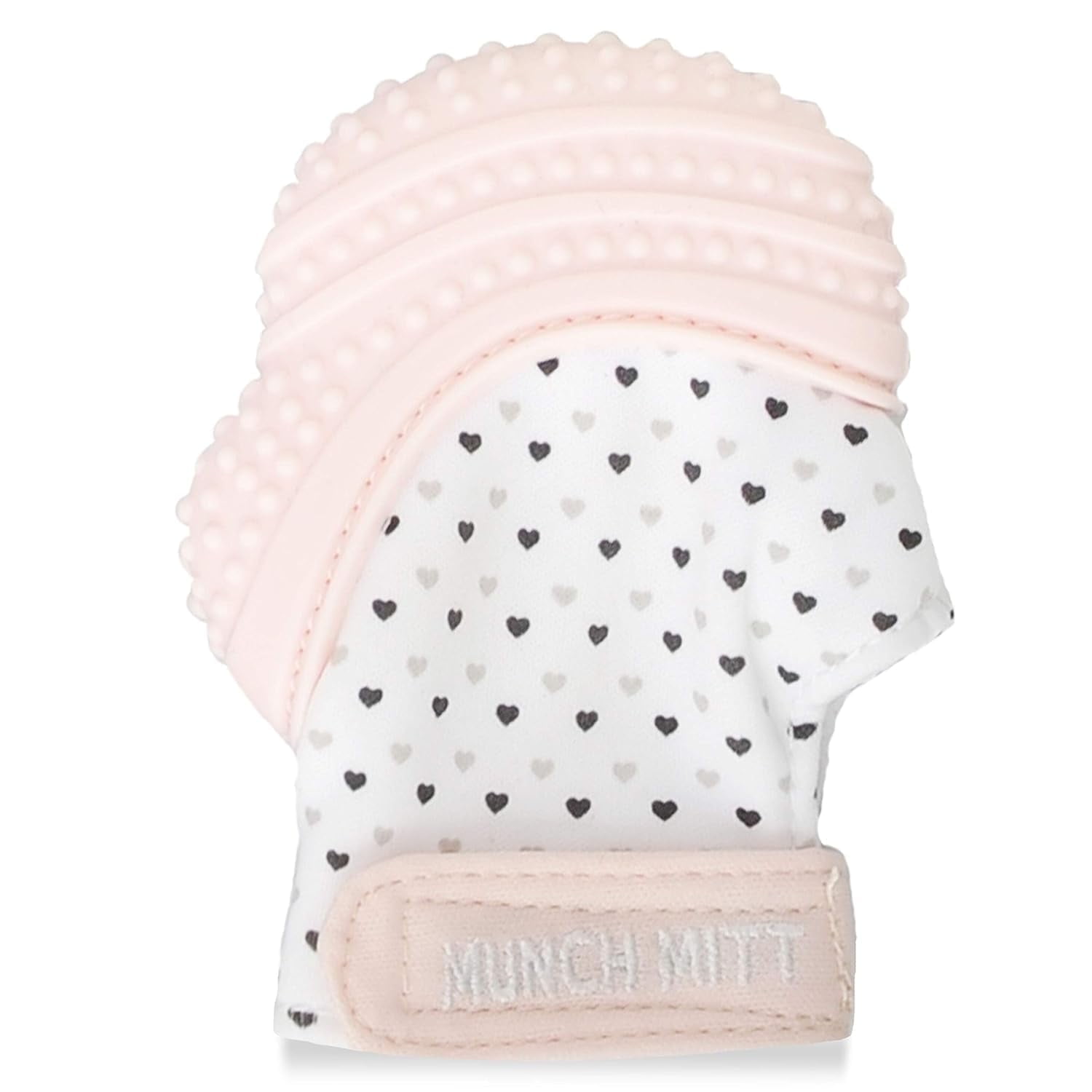 Malarkey Kids Baby Teething Mitten, Silicone, Pink Hearts, Infant Hand ...