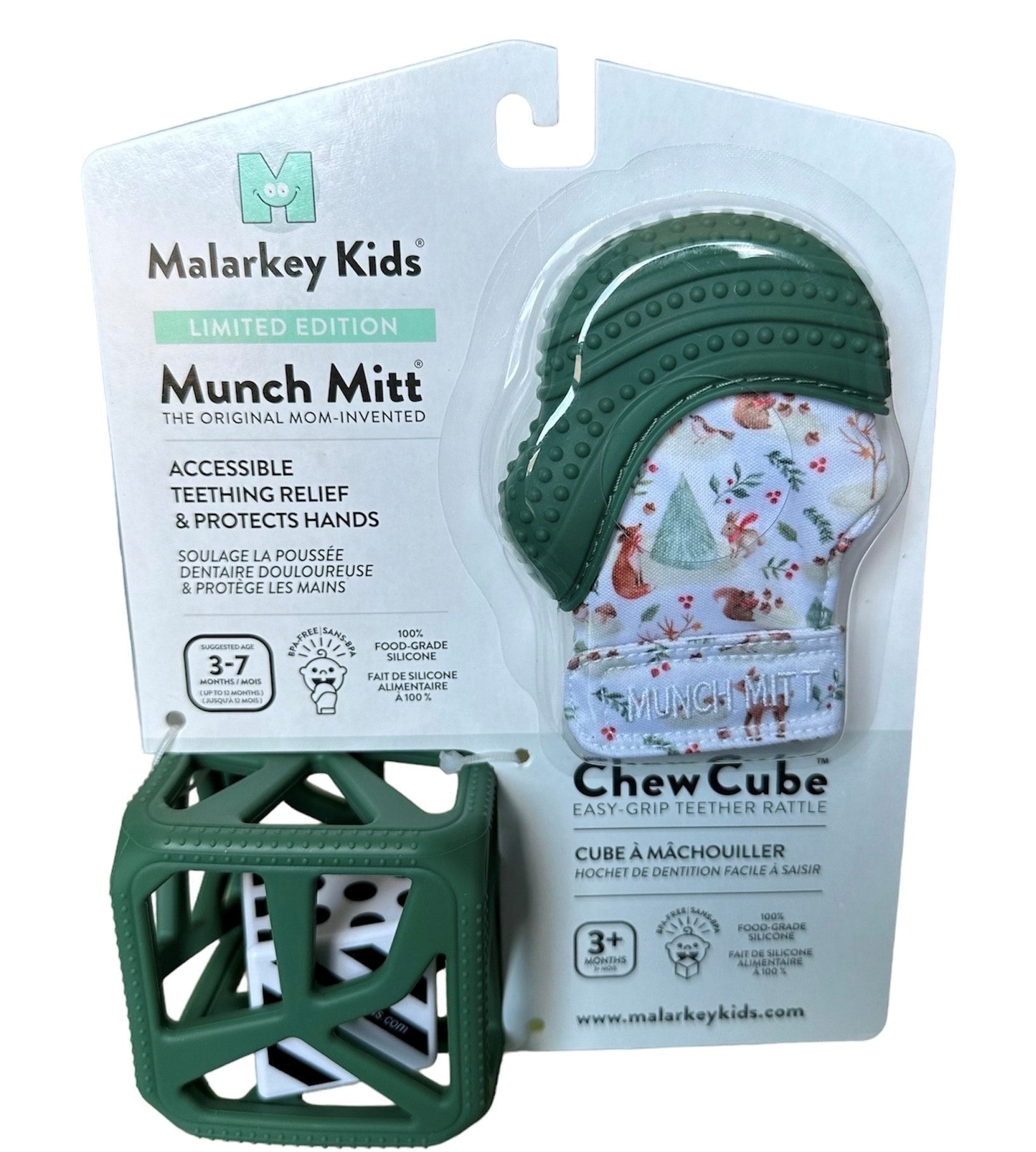 Malarkey Kids Plastic Reusable Munch Mitt and Chew Cube, Green, 1 Count ...