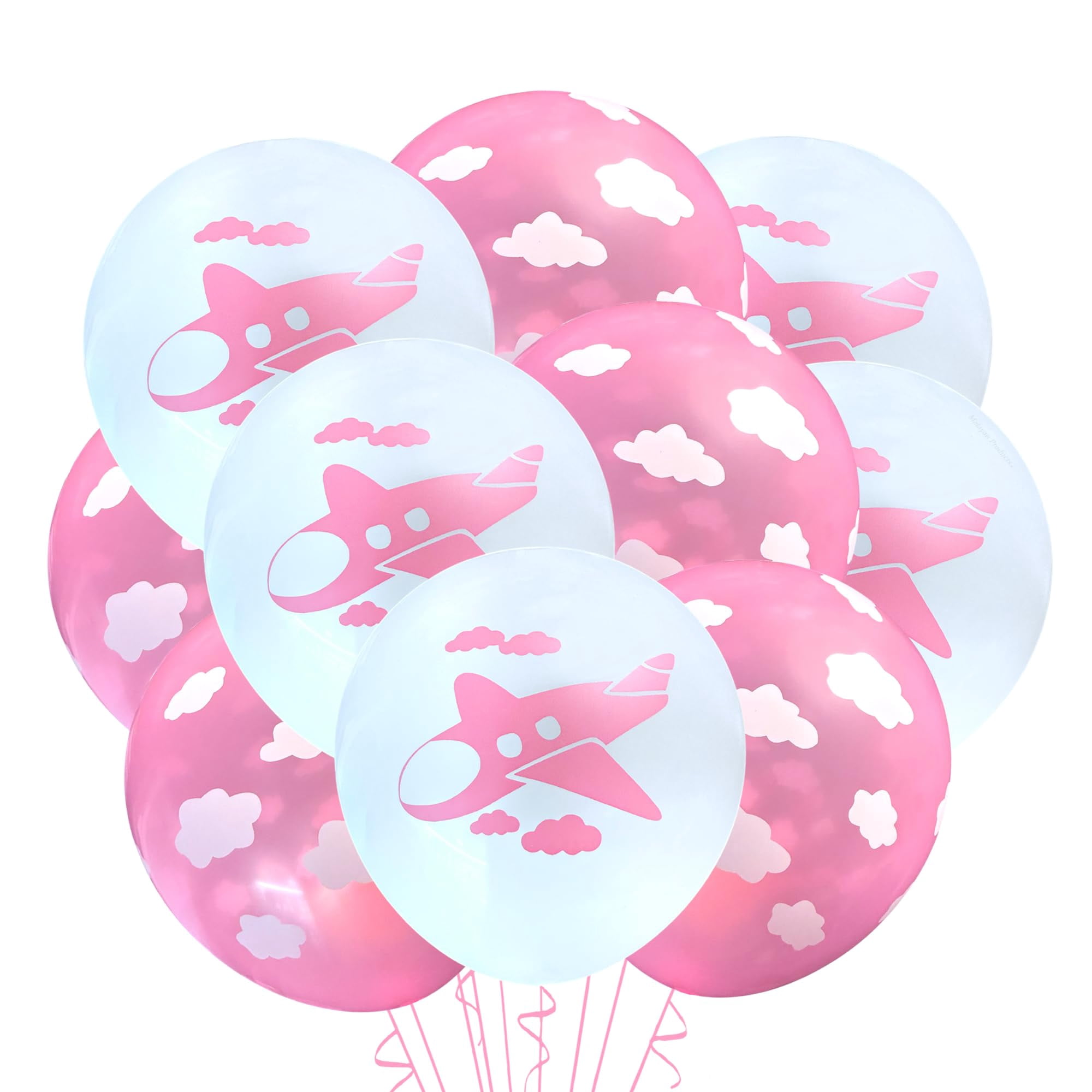 Malayan Products Airplane FEV6 Latex Balloons 12 Count, Flight Birthday ...