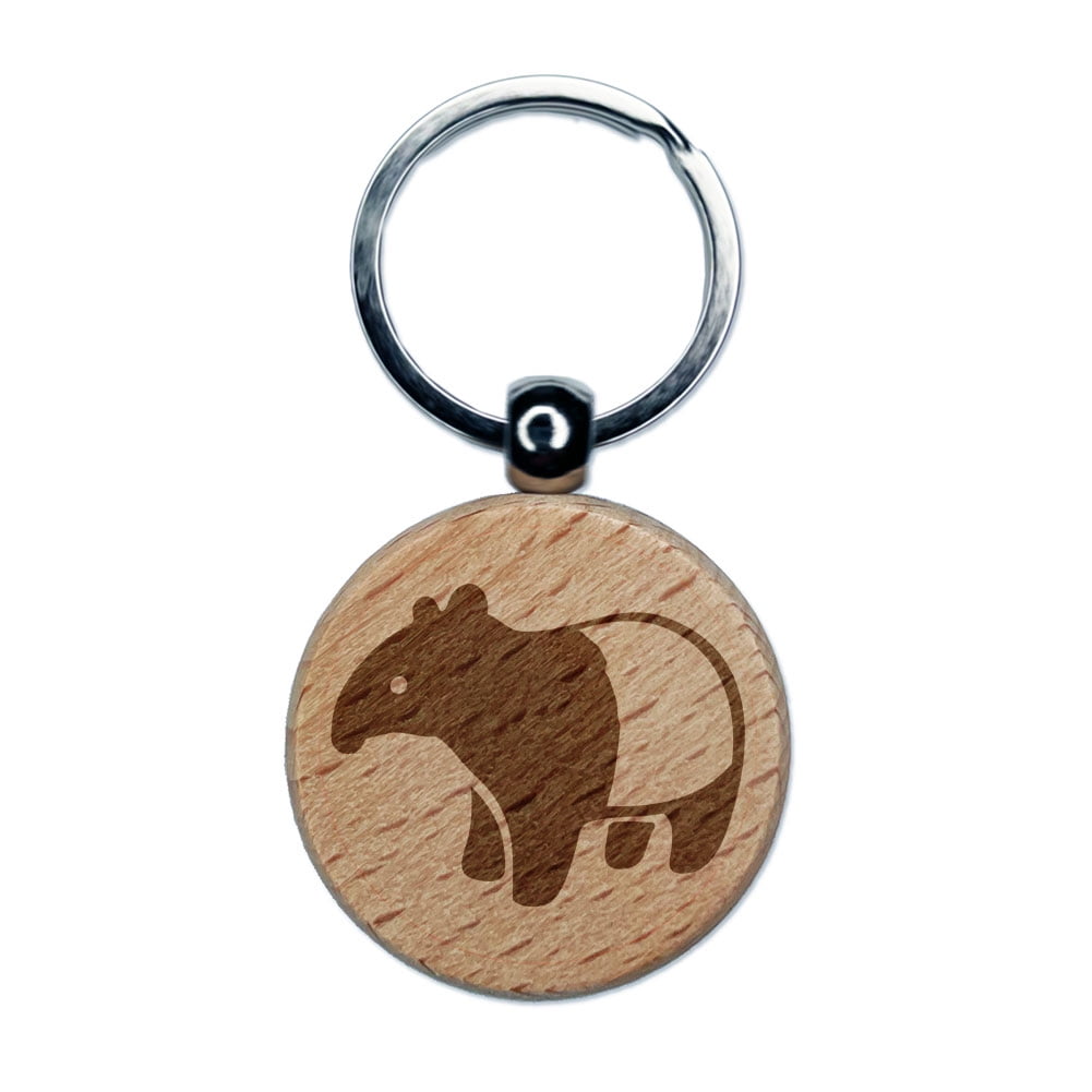Malayan Tapir Asian Black and White Animal Engraved Wood Round Keychain ...